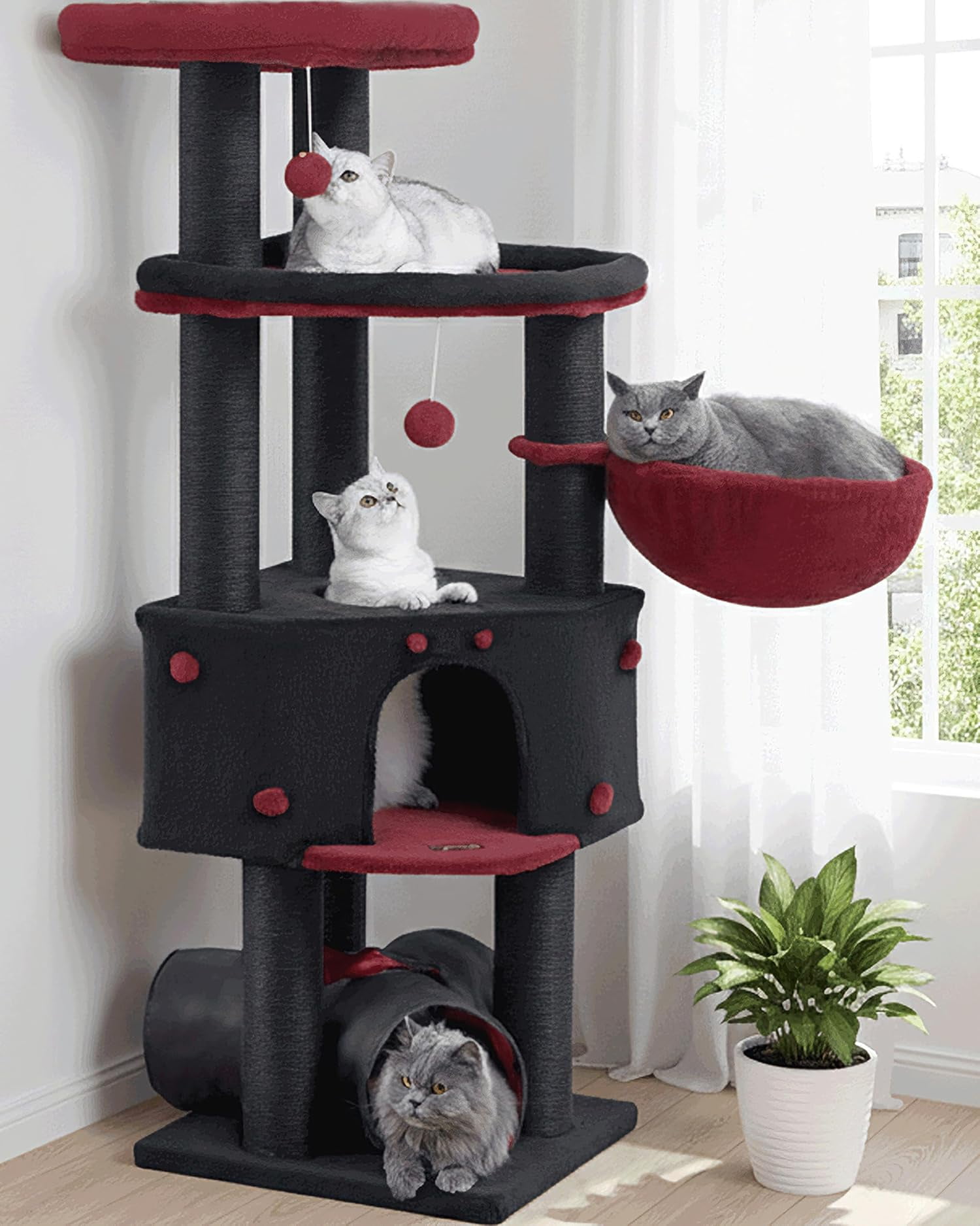 Tree Tower for Indoor Cats Large Adult - Extra Wide (?4.4in) Maine Coon ...