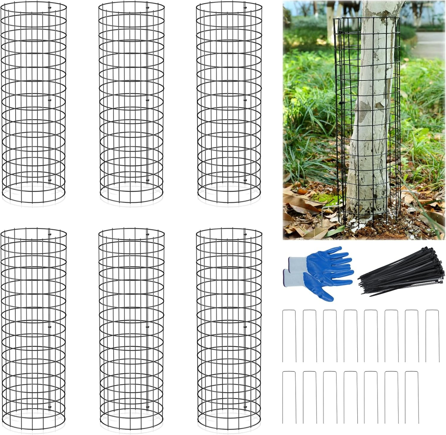 Tree Trunk Protector, 6 Pcs Plant Guard Protectors with Zip Ties ...