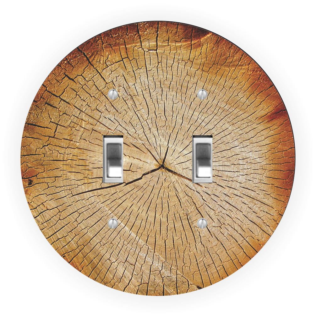 Tree Trunk Wood Design - Round Light Switch Plate Cover - Double Toggle ...