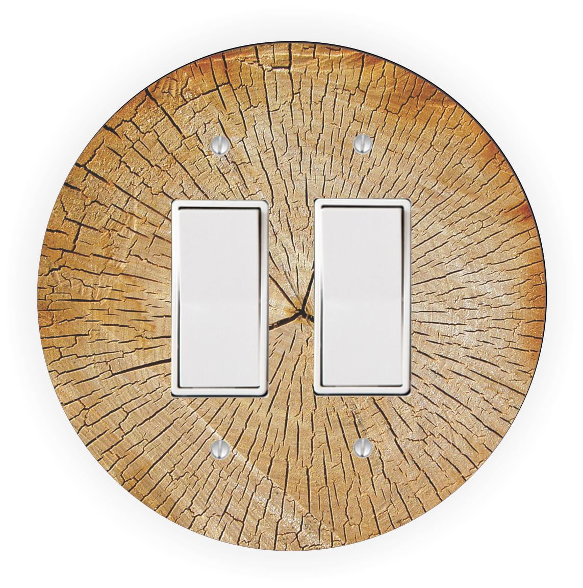 Tree Trunk Wood Design - Round Light Switch Plate Cover - Single Rocker ...