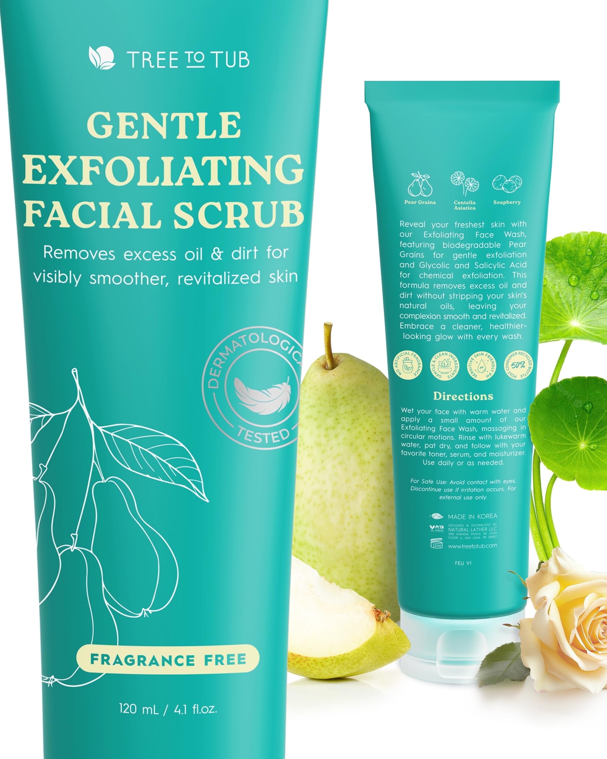 Tree To Tub Gentle Exfoliating Face Wash & Cleanser for All Skin Types ...