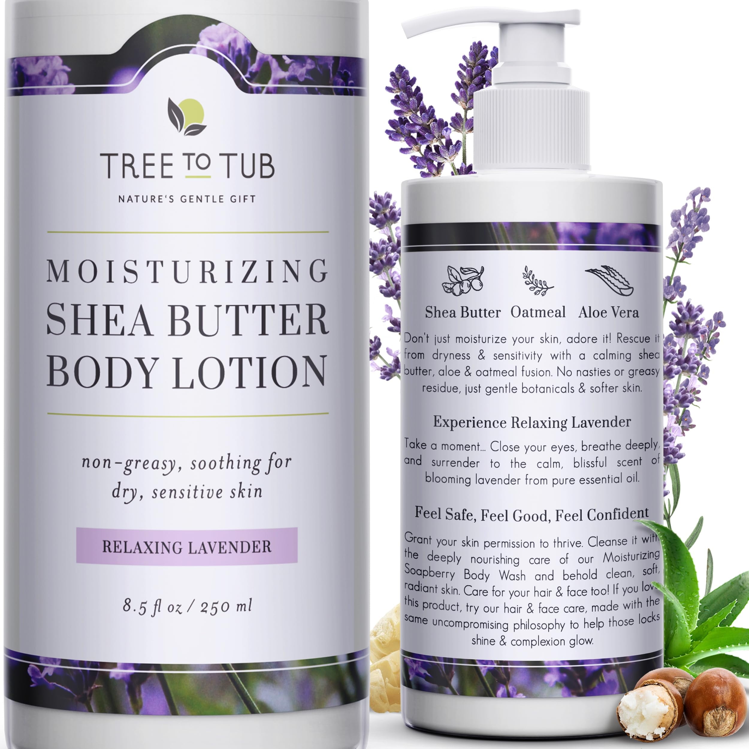 Tree to Tub Lavender Shea Butter Body Lotion for Dry Skin ...