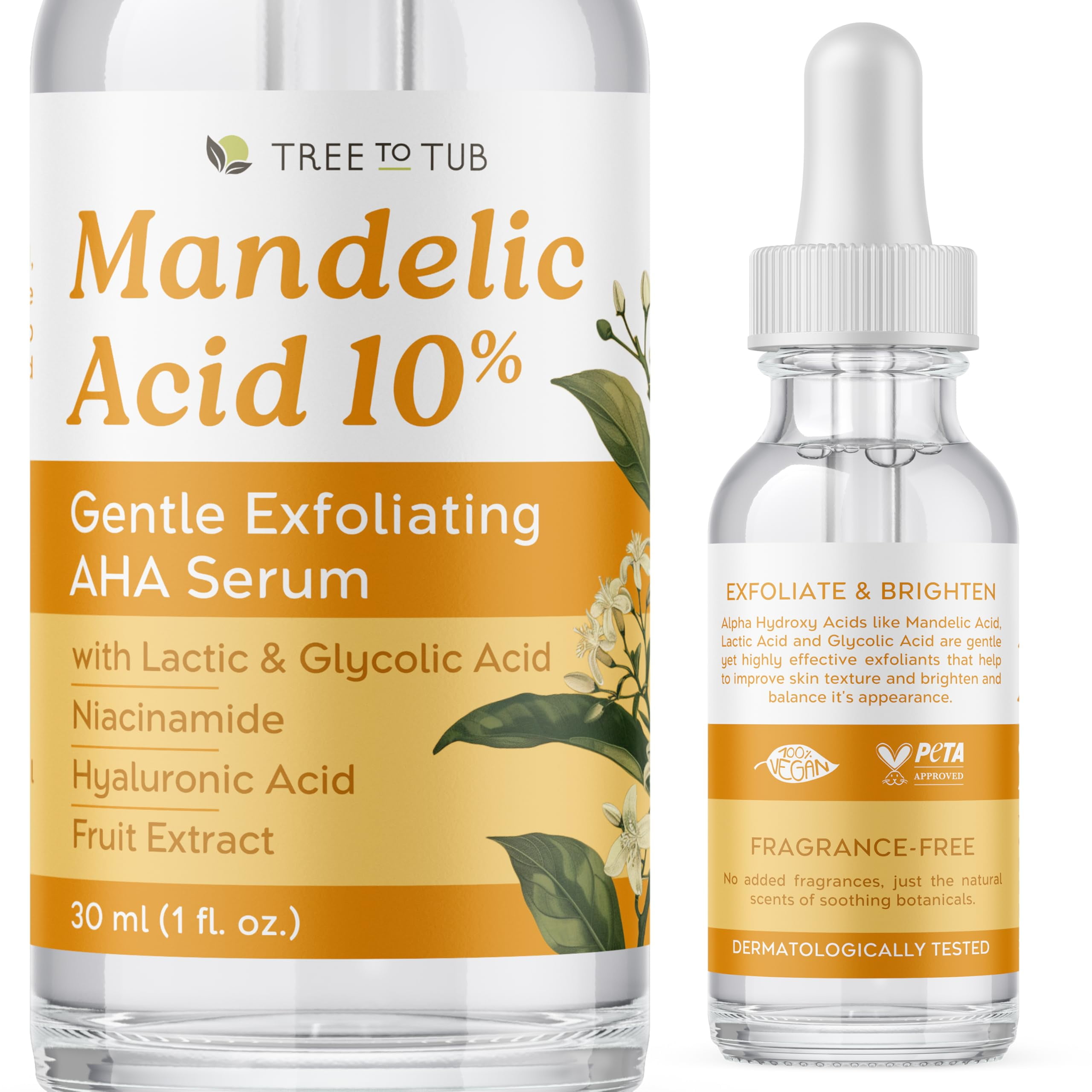 Tree To Tub Mandelic BCA3 Acid Serum - 10% Gentle Exfoliating AHA Serum ...