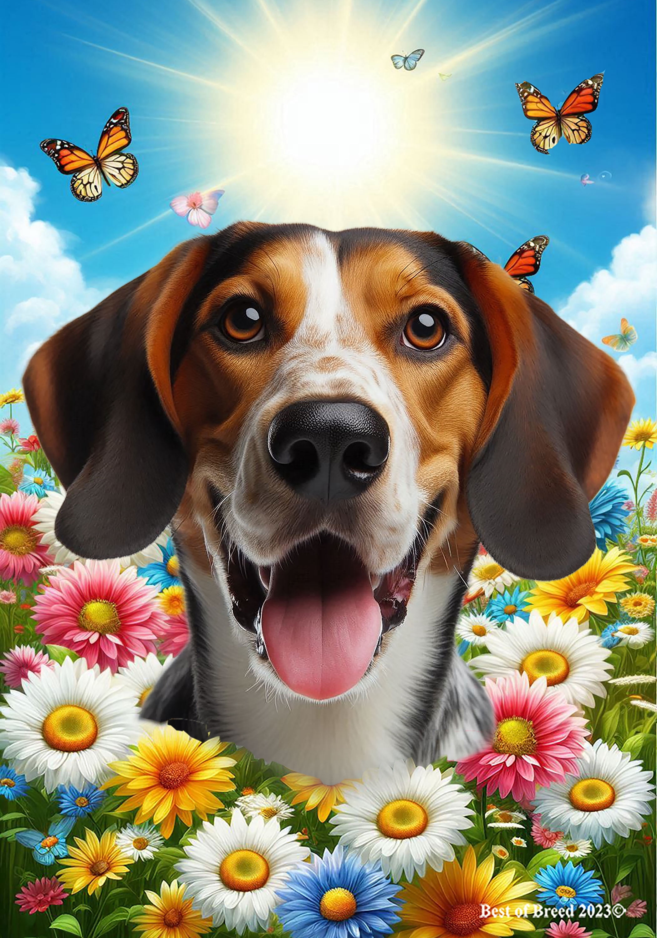 Tree Walker Coonhound - Best of Breed Summer Butterflies Outdoor House ...