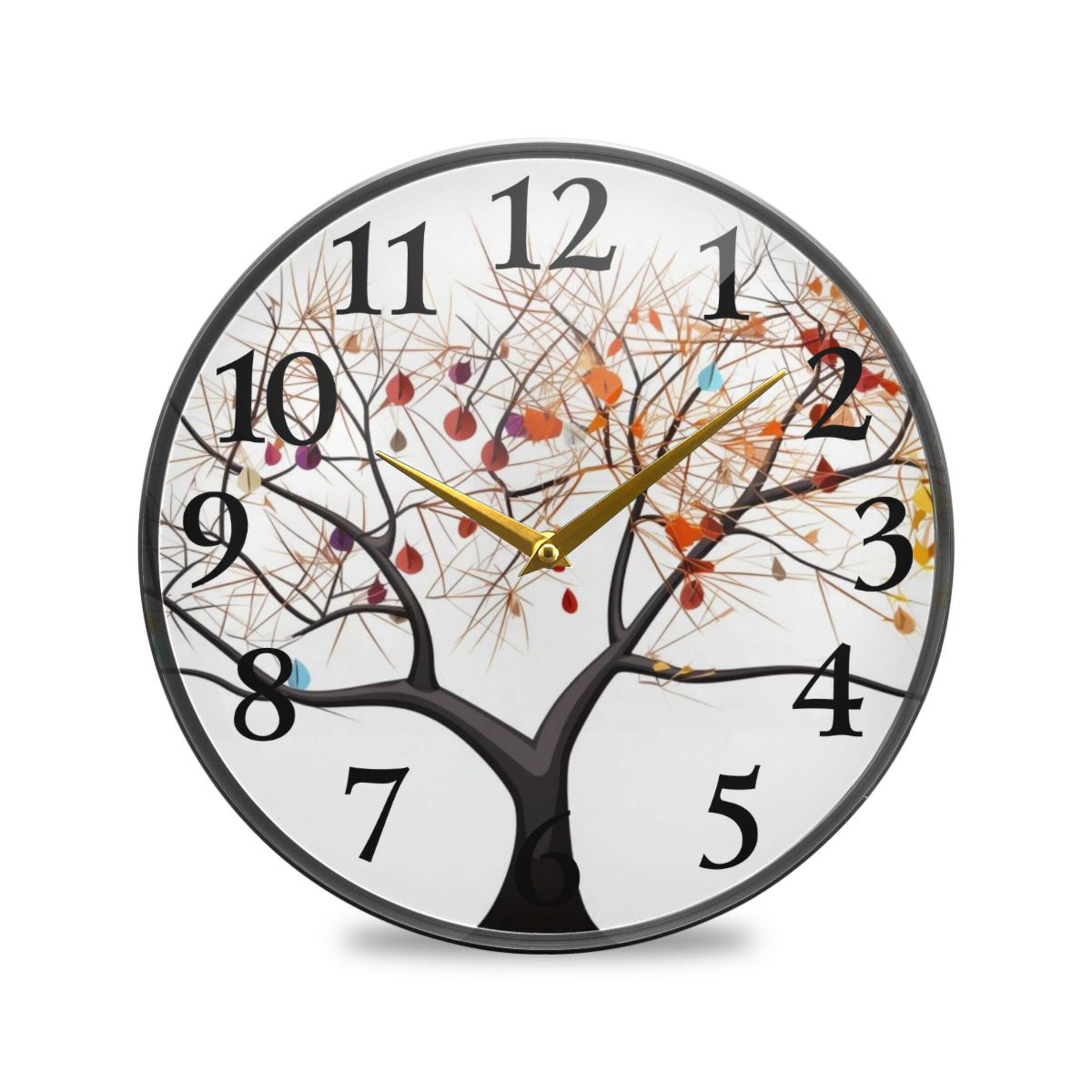 Tree Wall Clocks Battery Operated 9.5 Inch Round Clock Acrylic Silent ...