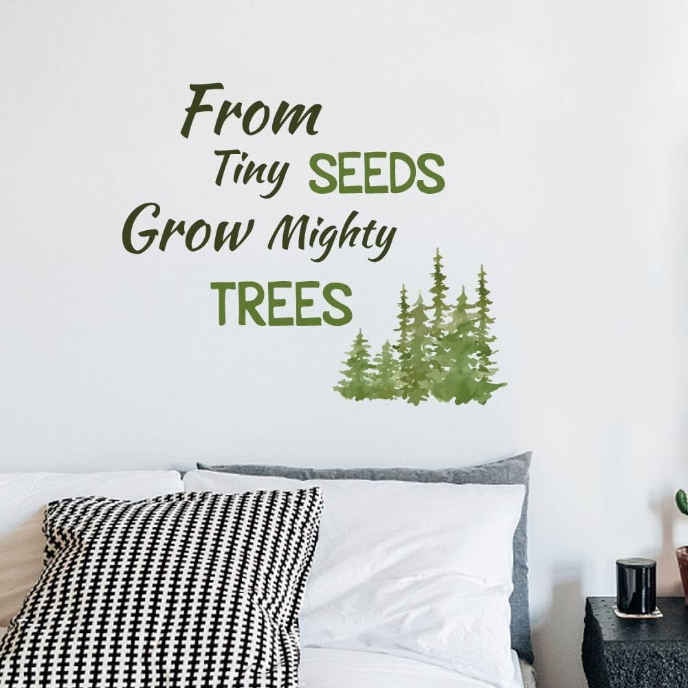 Tree Wall Stickers Inspirational Quote DIY Wall Decal from Tiny Seeds ...