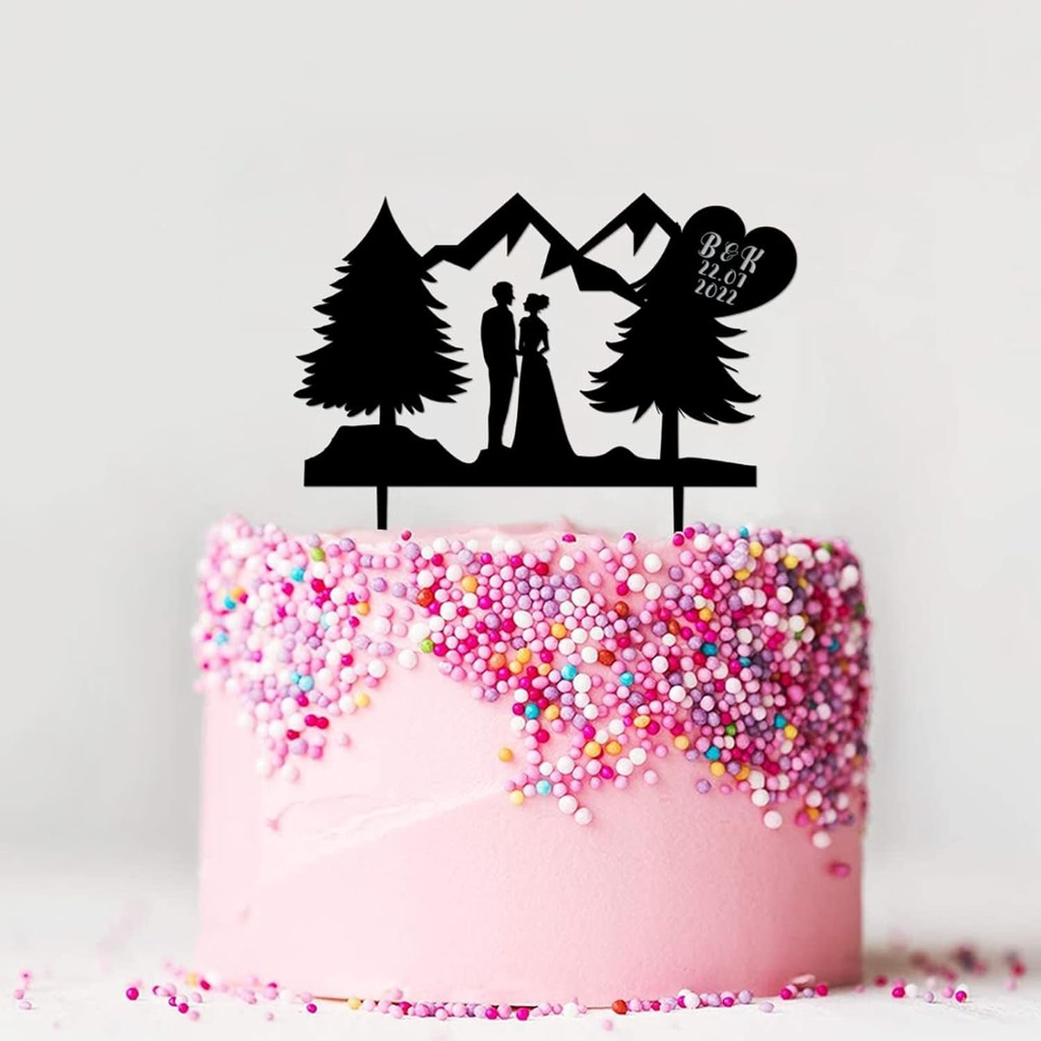 Tree Wedding Cake Topper Last Name Family Name Est Date Black Couple ...