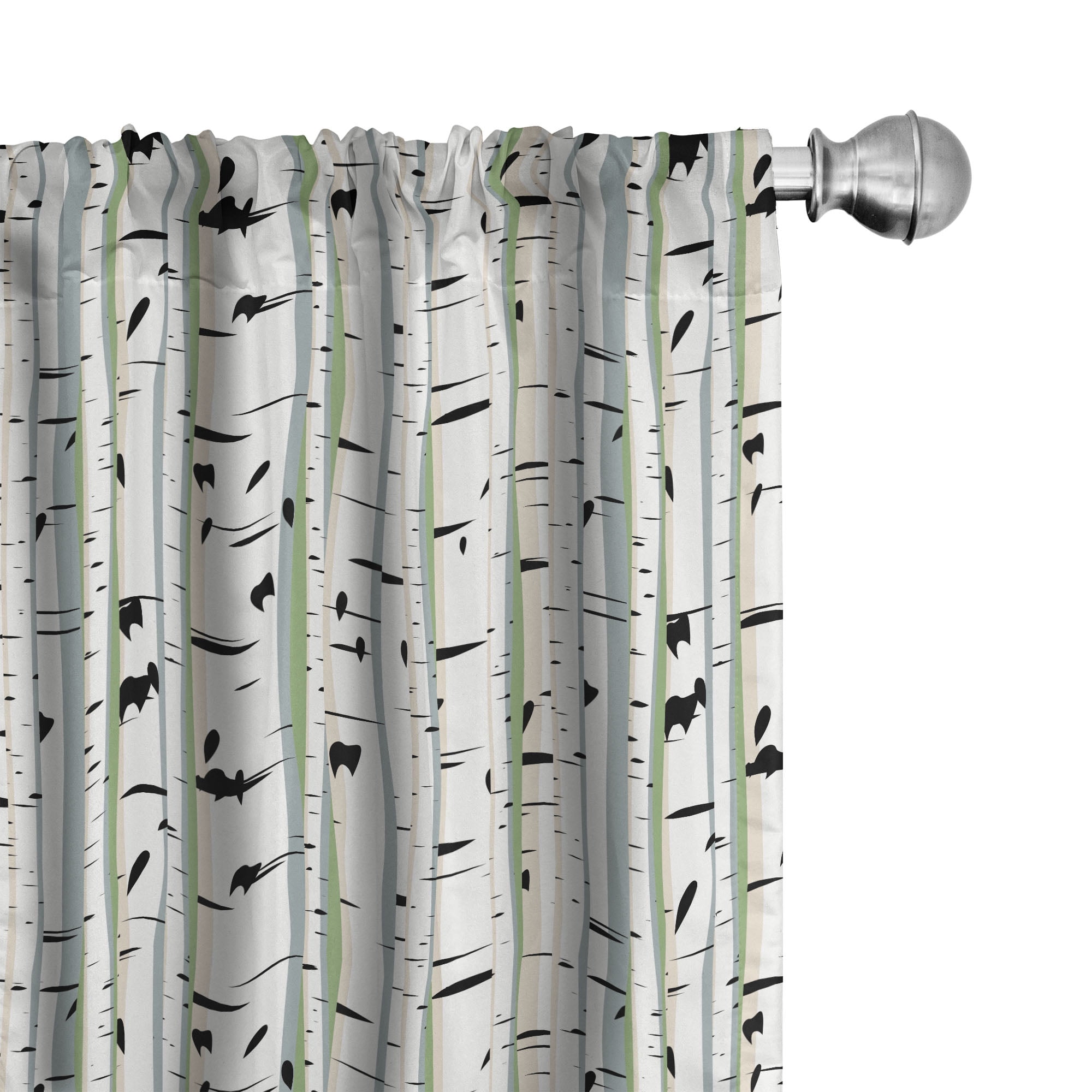 Tree Window Curtains Pack of 2, Trunks of Birches Colorful Dense Forest ...