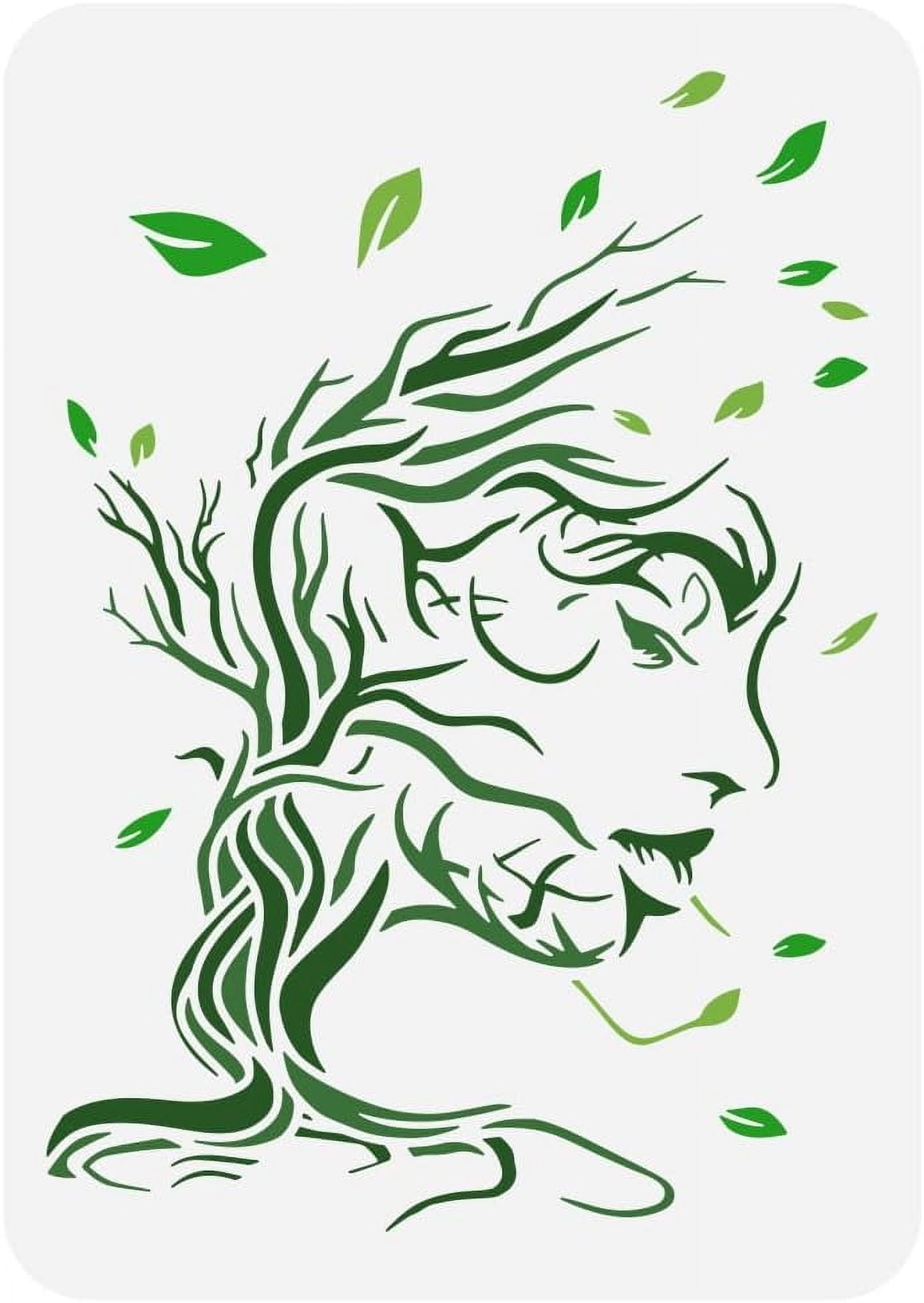 Tree Woman Painting Stencil 8.3x11.7inch Hollowed Trees Branches Leaves ...