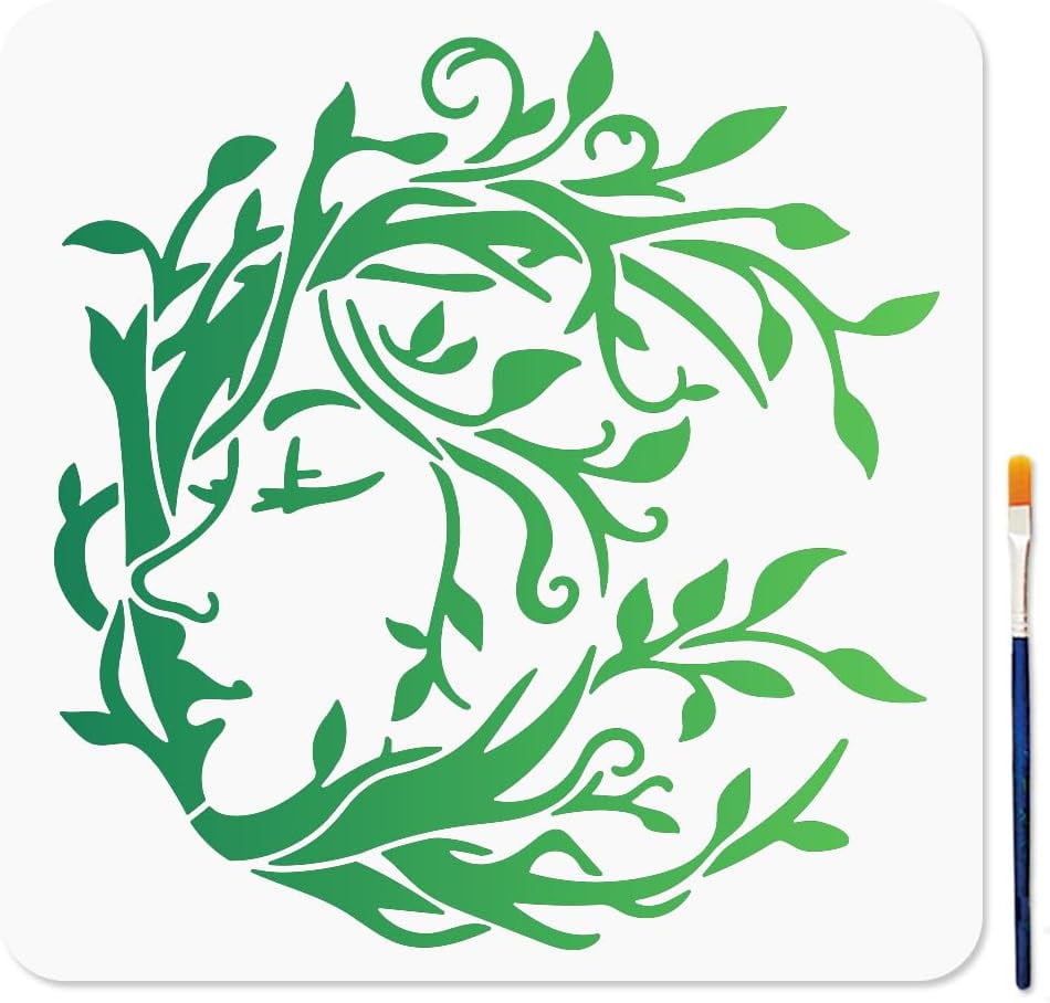 Tree Woman Stencil Tree of Life Stencils with Paint Brush 11.8×11.8inch ...