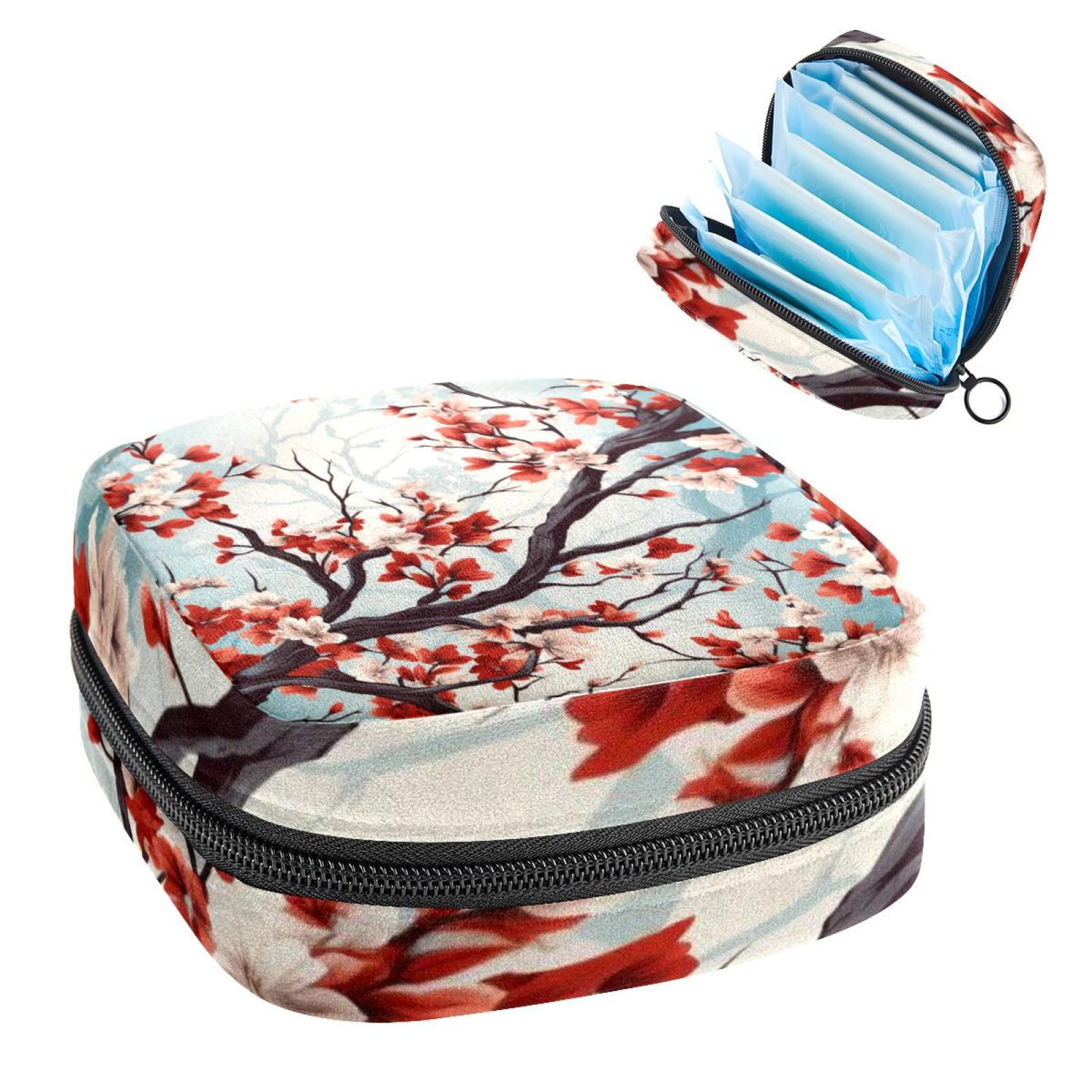 Tree Women's Period Storage Bag with Velvet Fabric, Sponge Padding, and ...