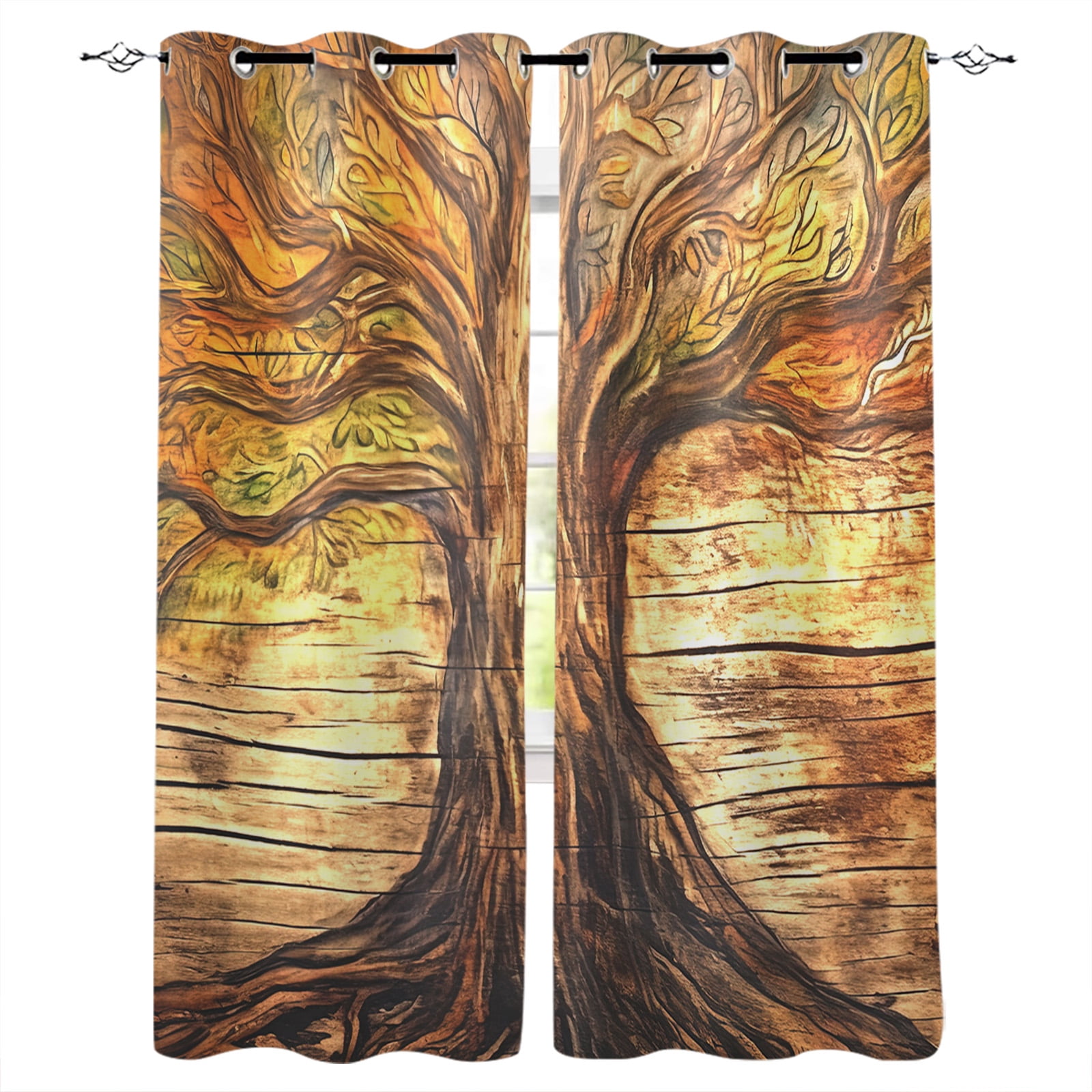 Tree Wood Branch Overlay Room Curtains Large Window Window Curtains ...