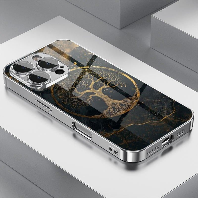 Tree Wood Metal Texture Reflective Apple Pattern Electroplated Glass ...