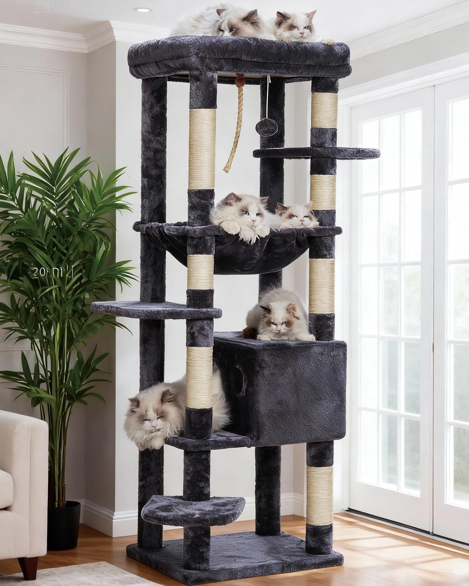 Tree for Large Cats 20lbs , 60 XXL Tower for Indoor Cats, Multi-Level ...