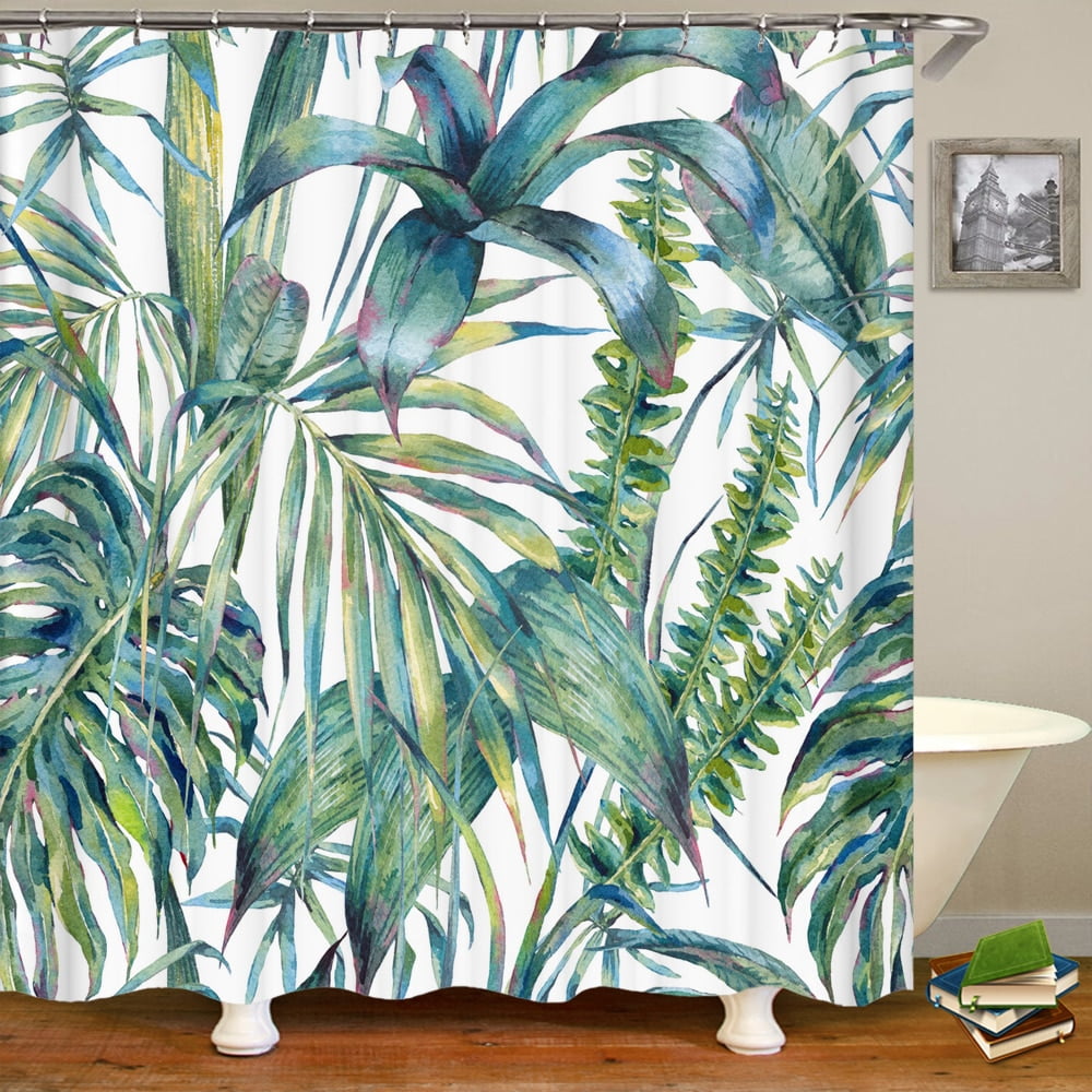 Tree leaves Pattern Bath Curtain Waterproof Fabric Shower Curtains Flowers Bathtub Screen With ...