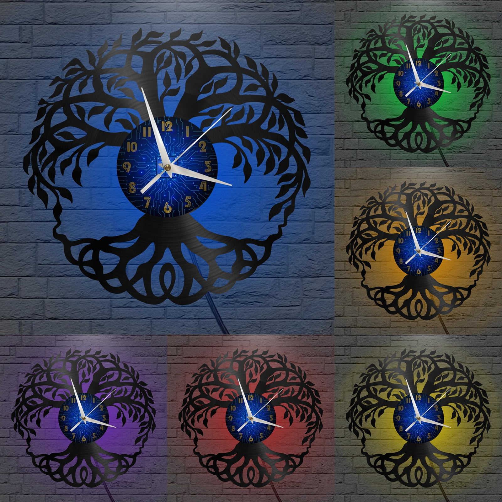 Tree of Life 2 Vinyl Record Wall Clock for Kitchen Wall Decor Wall Art ...