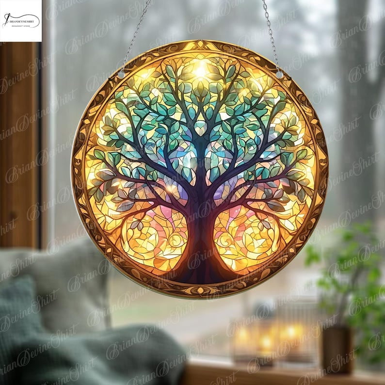 Tree of Life Acrylic Window Hanging, Colorful Sun Catcher, Nature ...