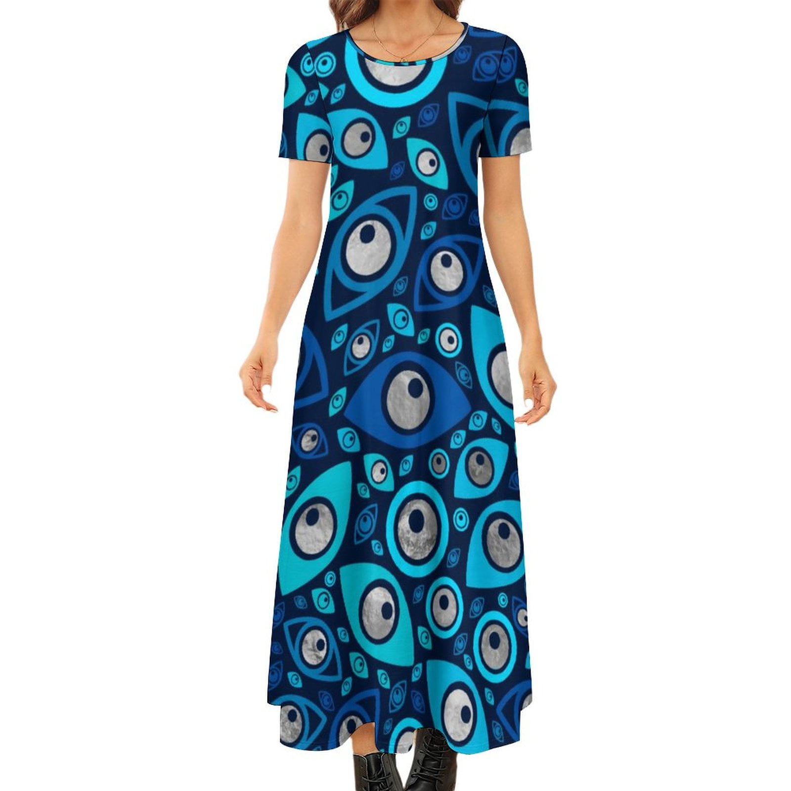 Tree of Life Evil Eye Dress Greek Amulet Elegant Maxi Dress Short ...