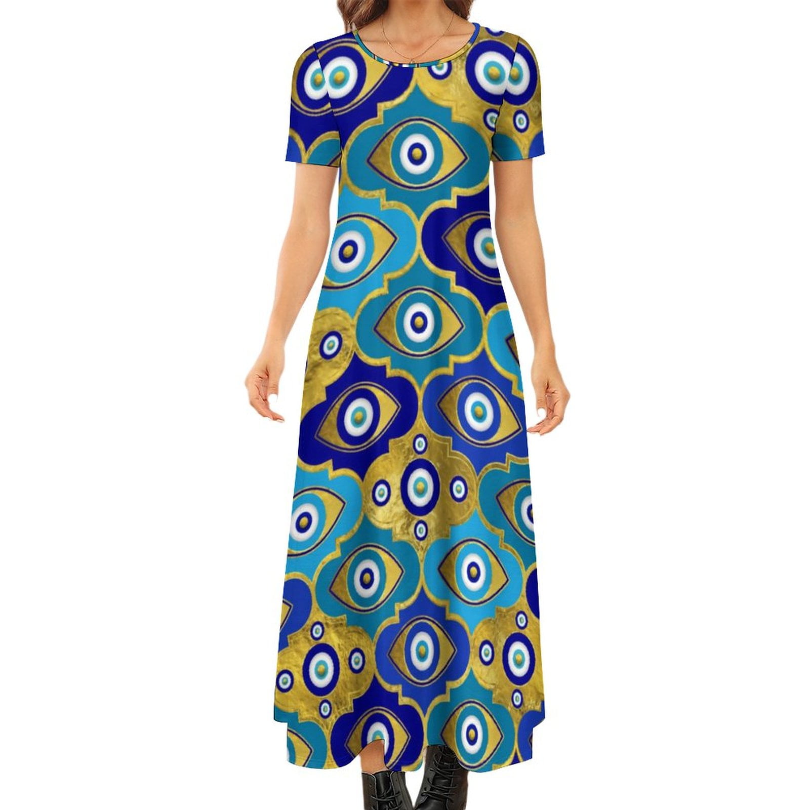 Tree of Life Evil Eye Dress Greek Amulet Elegant Maxi Dress Short ...