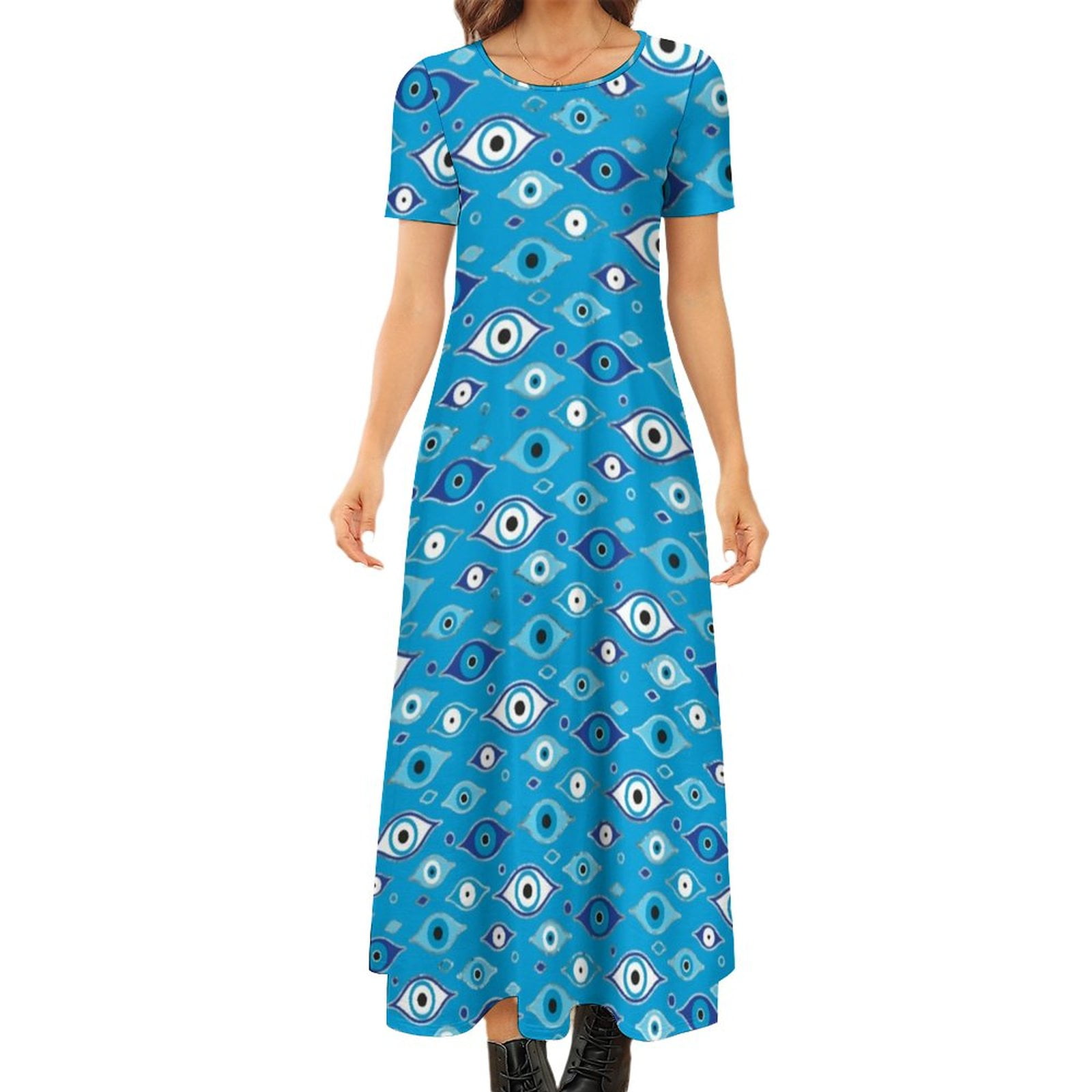 Tree of Life Evil Eye Dress Greek Amulet Elegant Maxi Dress Short ...