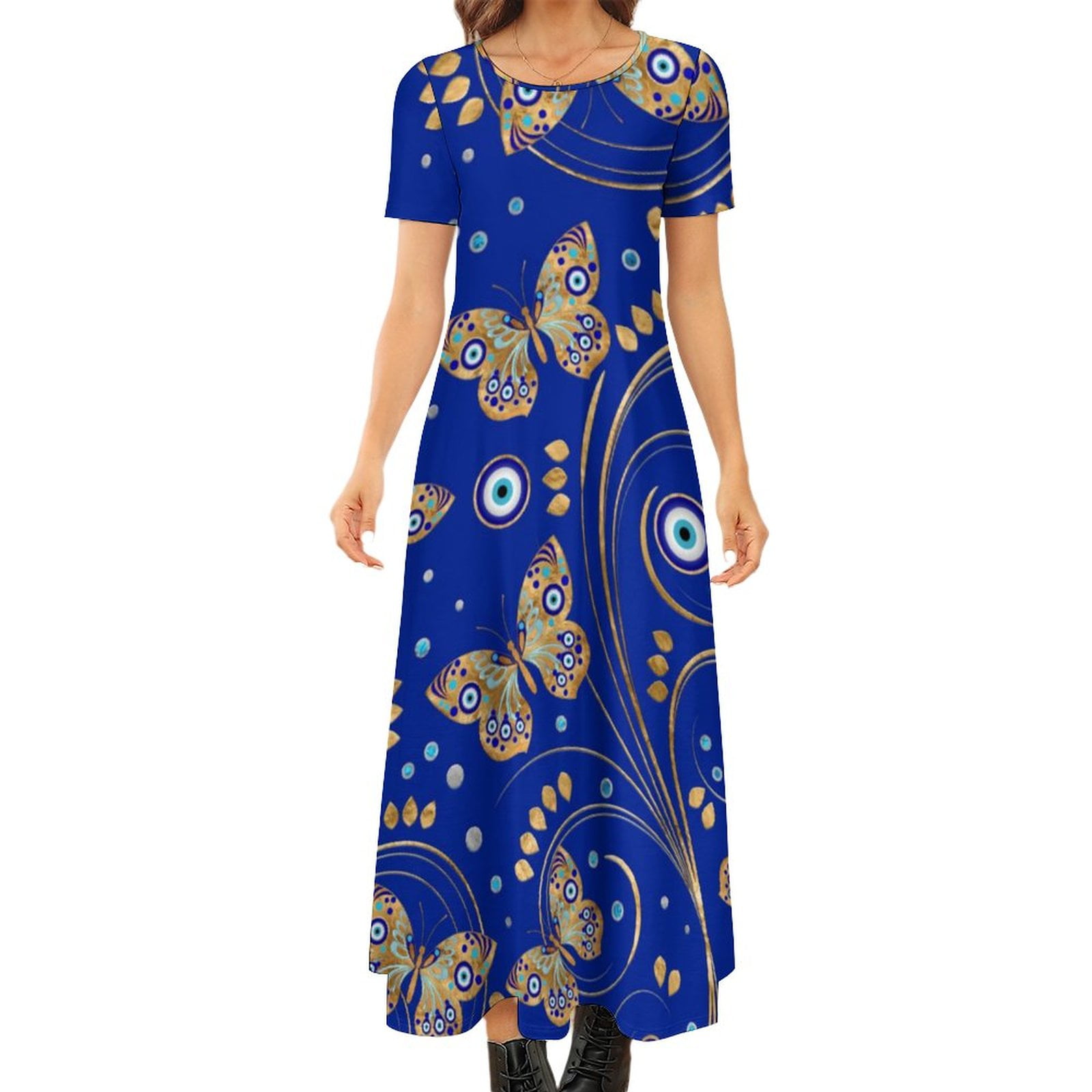 Tree of Life Evil Eye Dress Greek Amulet Elegant Maxi Dress Short ...