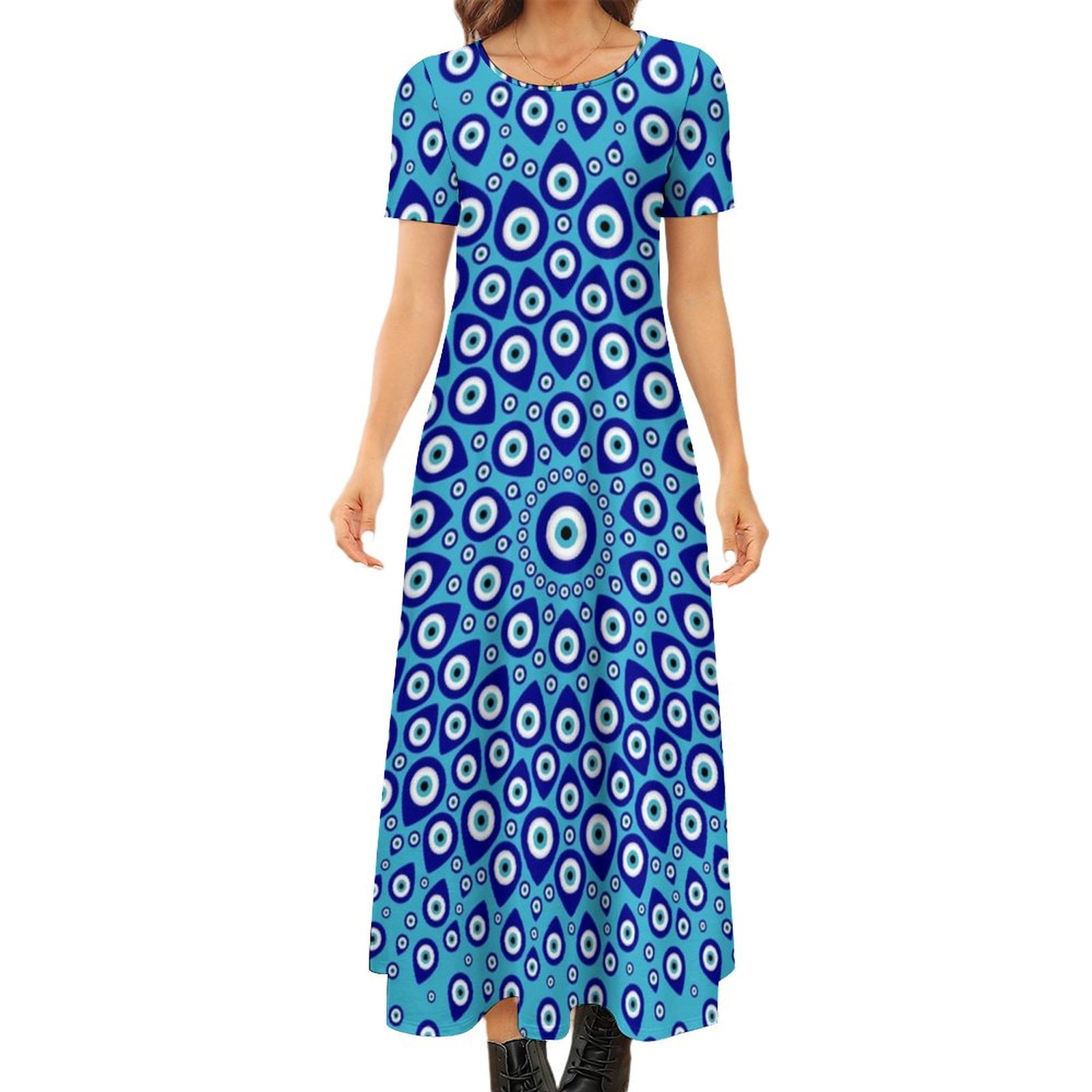 Tree of Life Evil Eye Dress Greek Amulet Elegant Maxi Dress Short ...