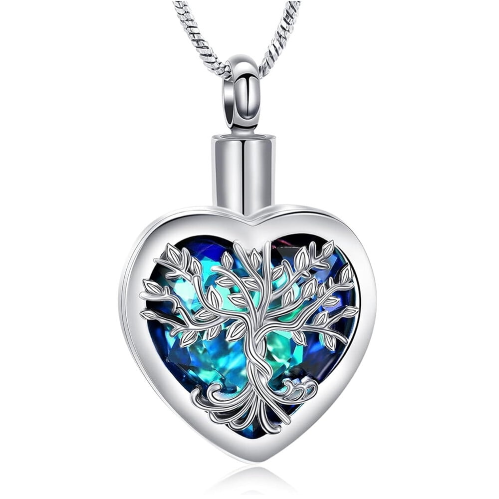Tree of Life Heart Urn Necklace for Ashes Family Tree Keepsake ...