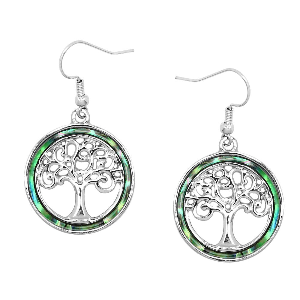 Tree of Life Pendant Necklace Earring Bracelet Abalone Shell Rhodium ...