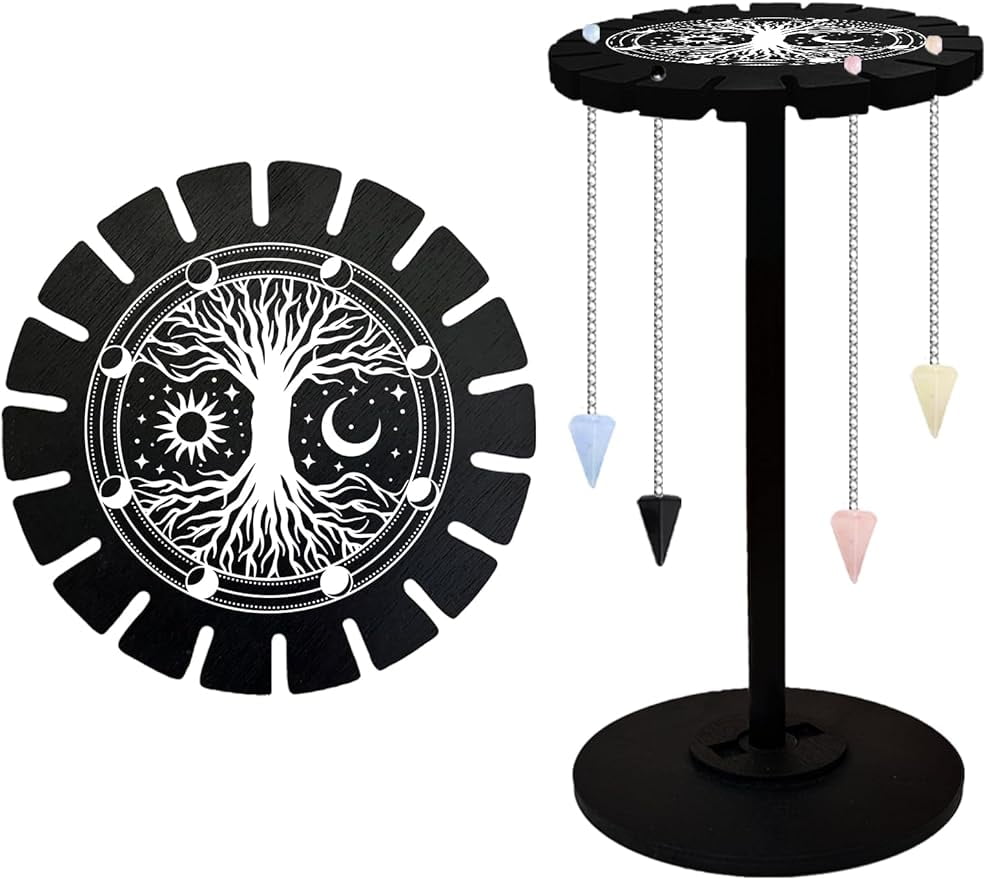 Tree of Life Pendulum Stand Wooden Crystal Display Shelf Pendulum ...