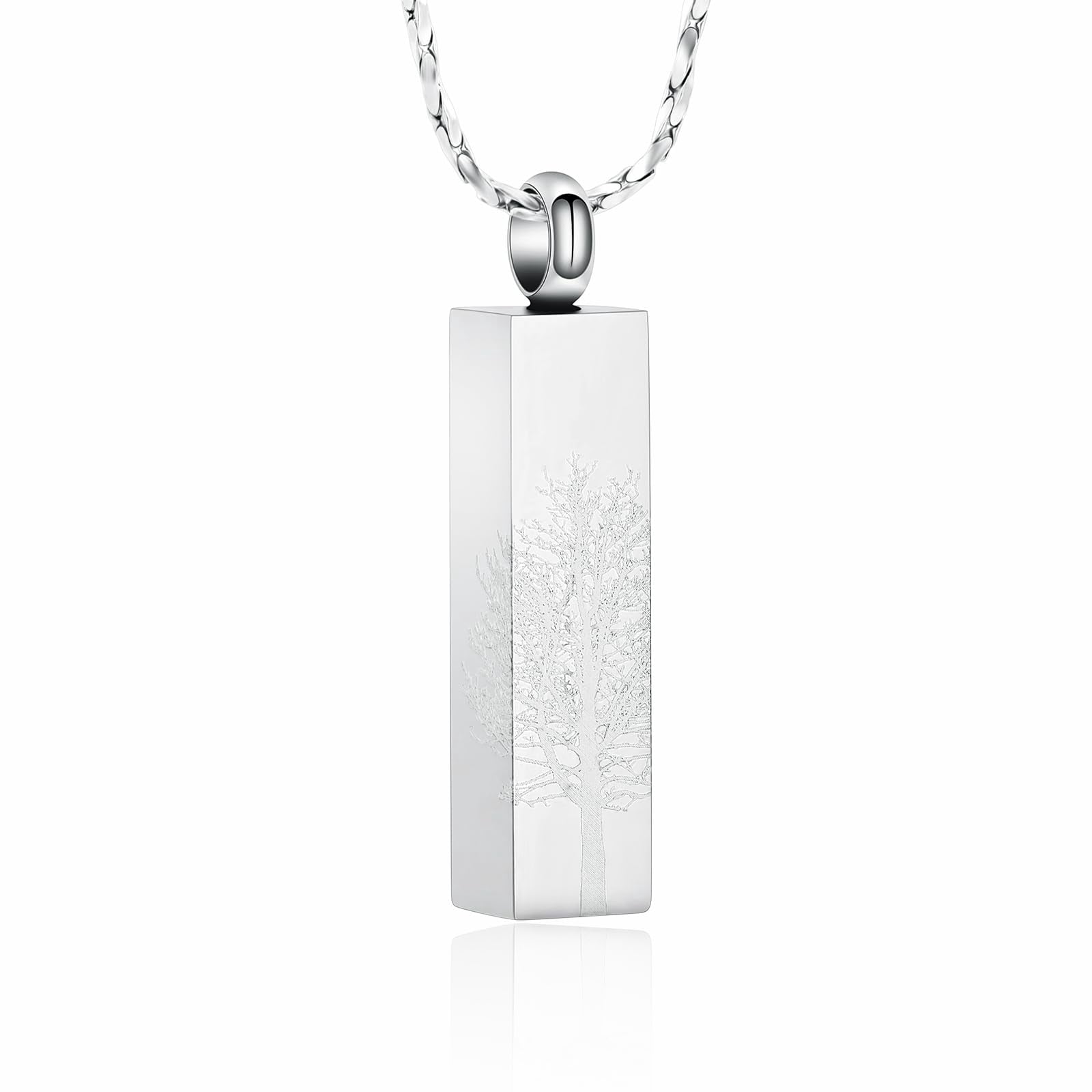 Tree of Life Print Long Bar Urn Pendant Memory Necklace for Cremation ...