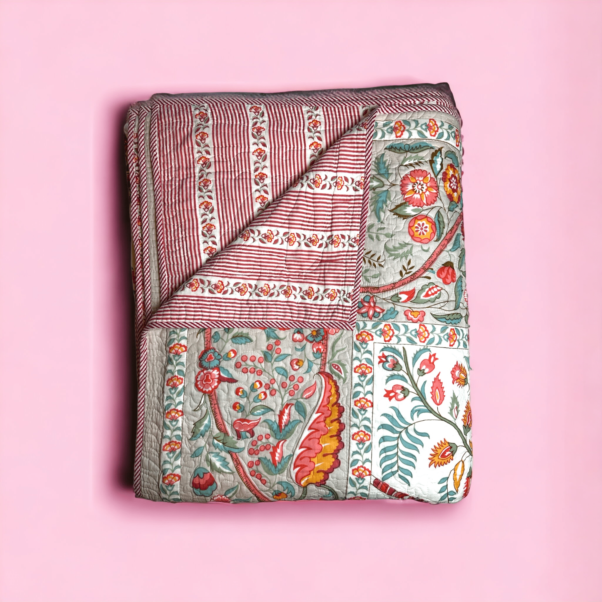 Tree of Life Red Handcrafted Reversible Queen Quilt - Walmart.com