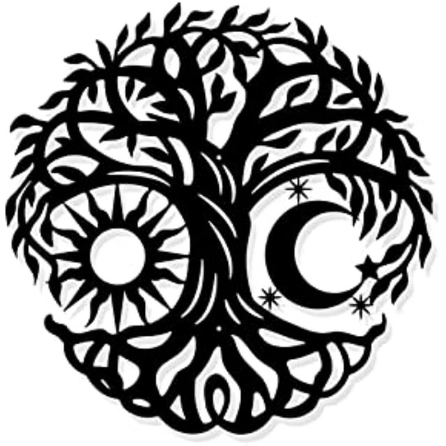 Tree of Life Shape Silhouette Black Wall Hanging Metal Decoration for ...