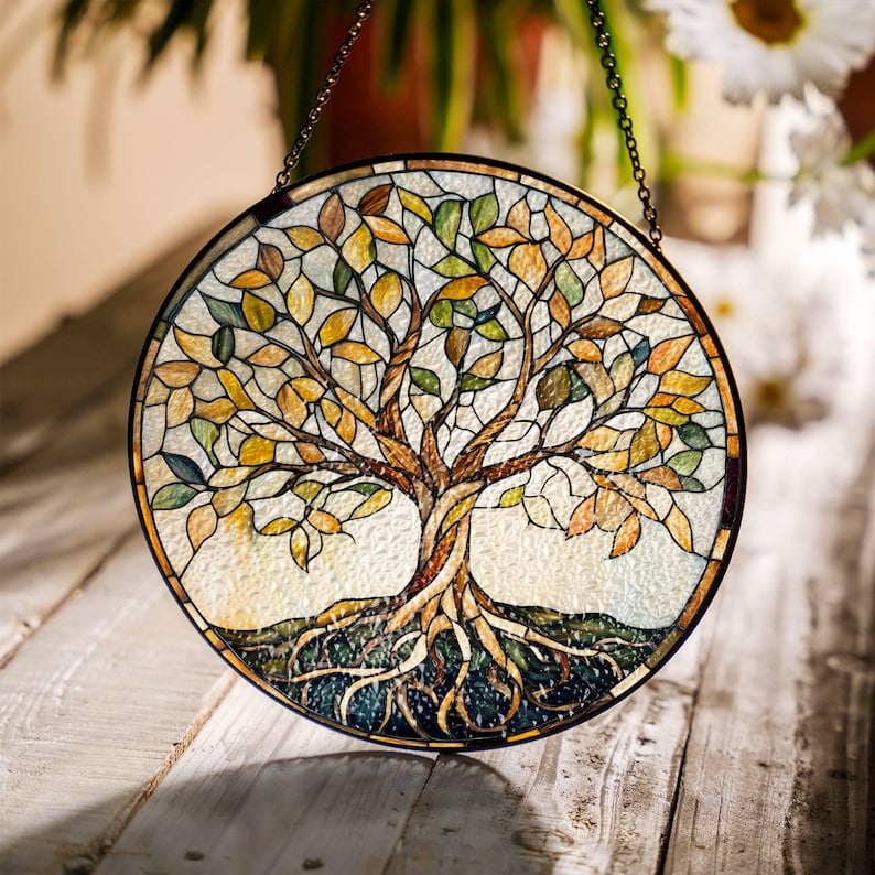 Tree of Life Stained Glass SunCatcher Tree of Life Light Catcher Window ...