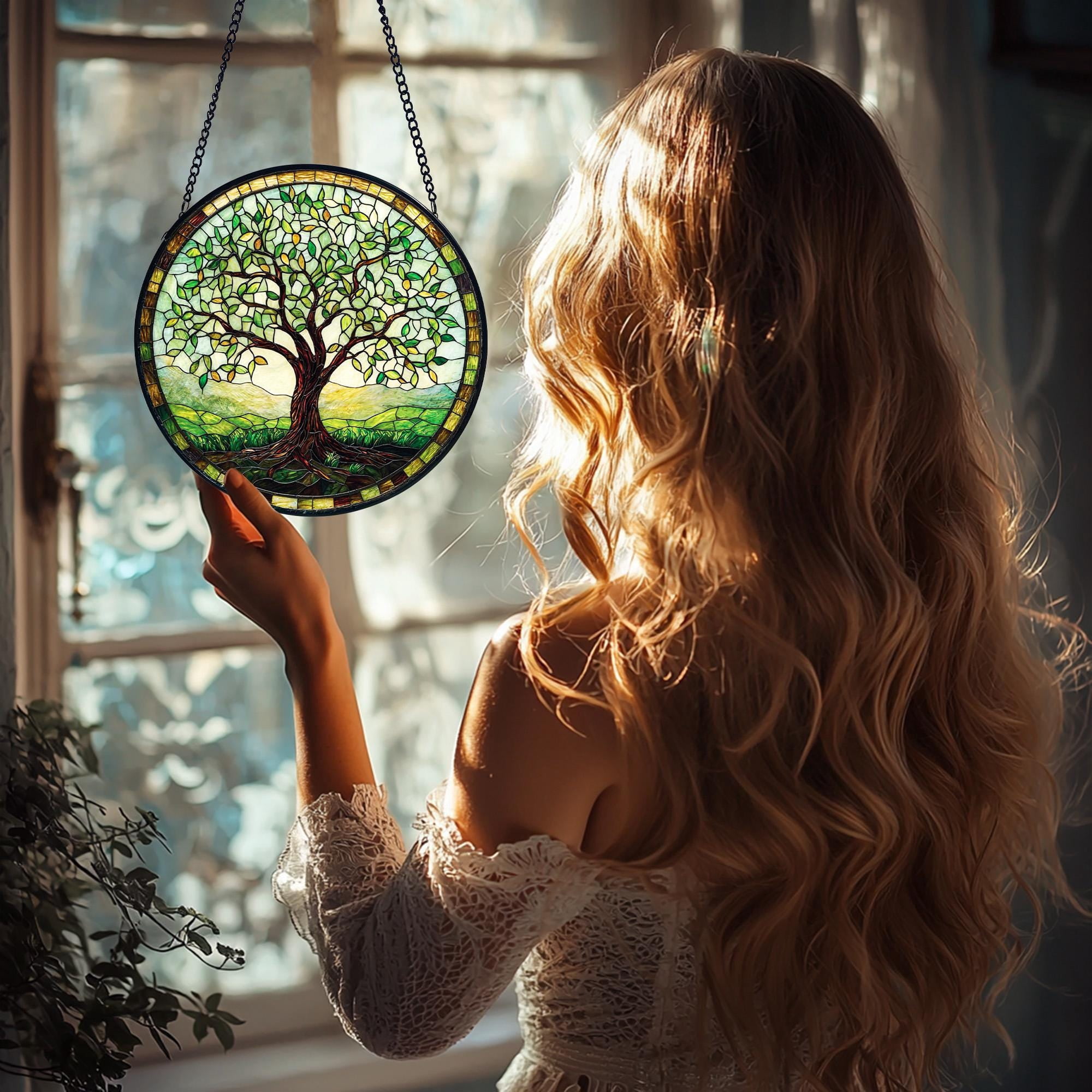 Tree of Life Stained Glass Suncatcher Window Hanging, Nature Spiritual ...