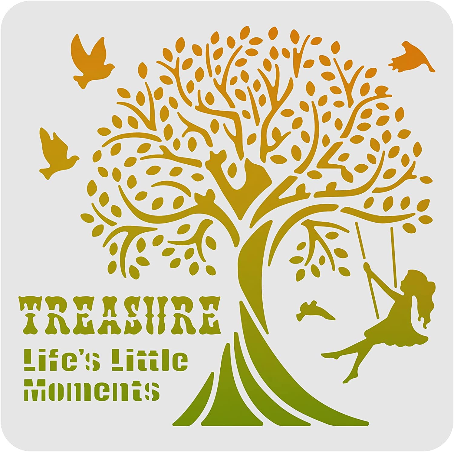 Tree of Life Stencils Decoration Template 11.8x11.8inch Plastic Bird ...