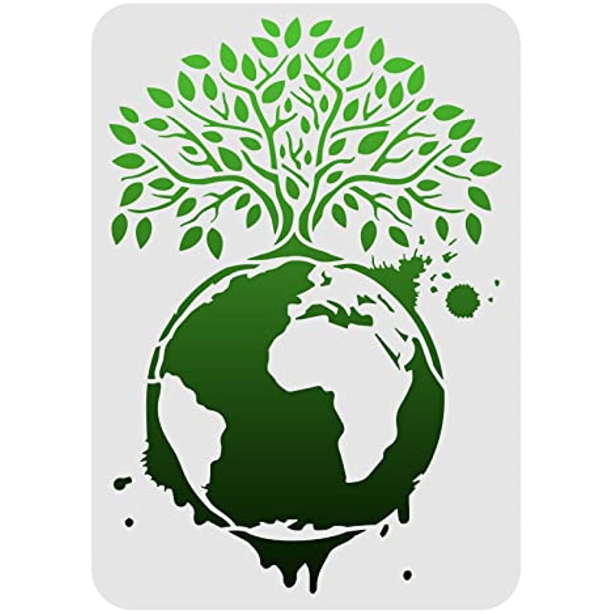 Tree of Life Stencils Plastic Tree & Earth Drawing Painting Stencils Green Tree Wall Stencils ...