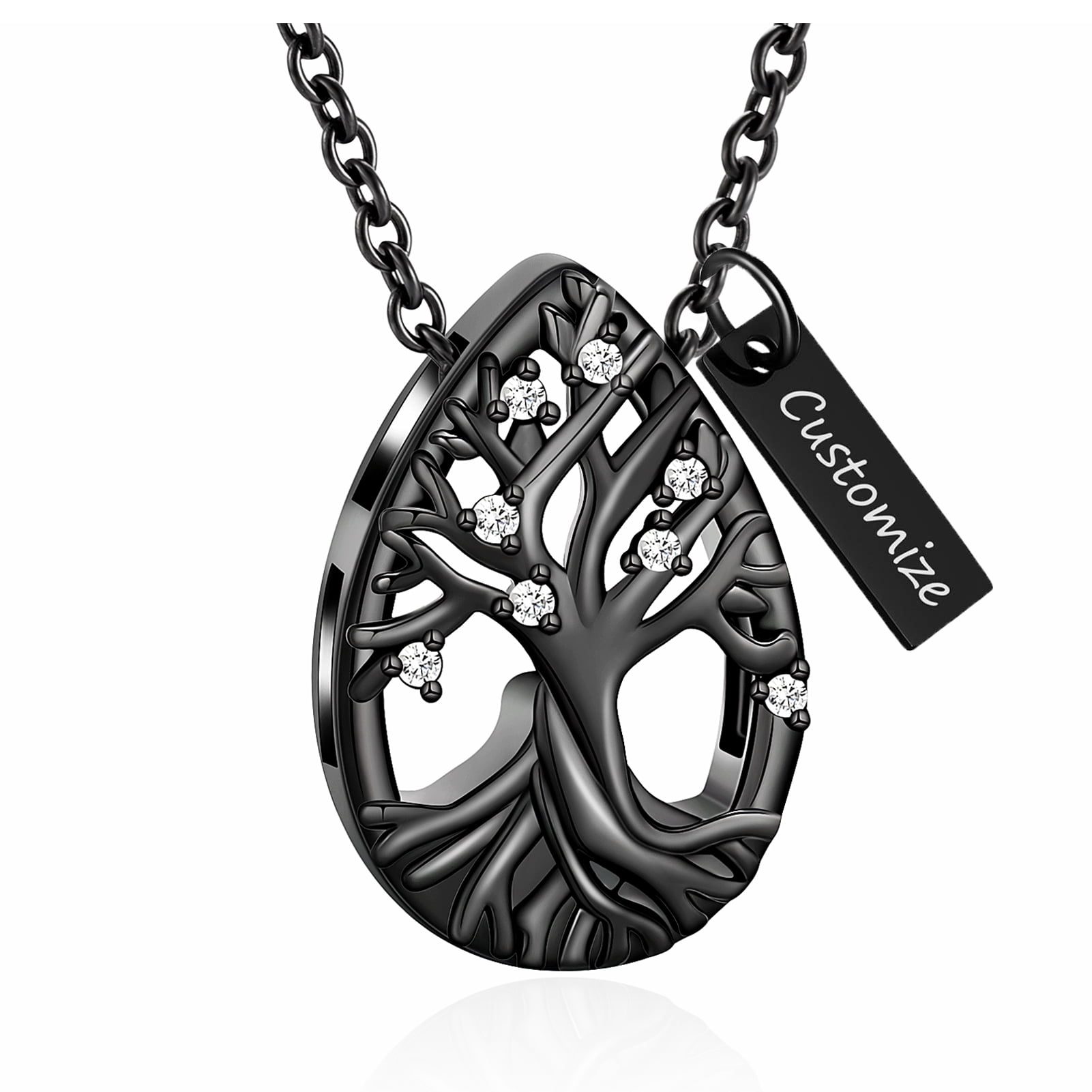 Tree of Life Teardrop Urn Necklace for Ashes Family Tree Keepsake ...