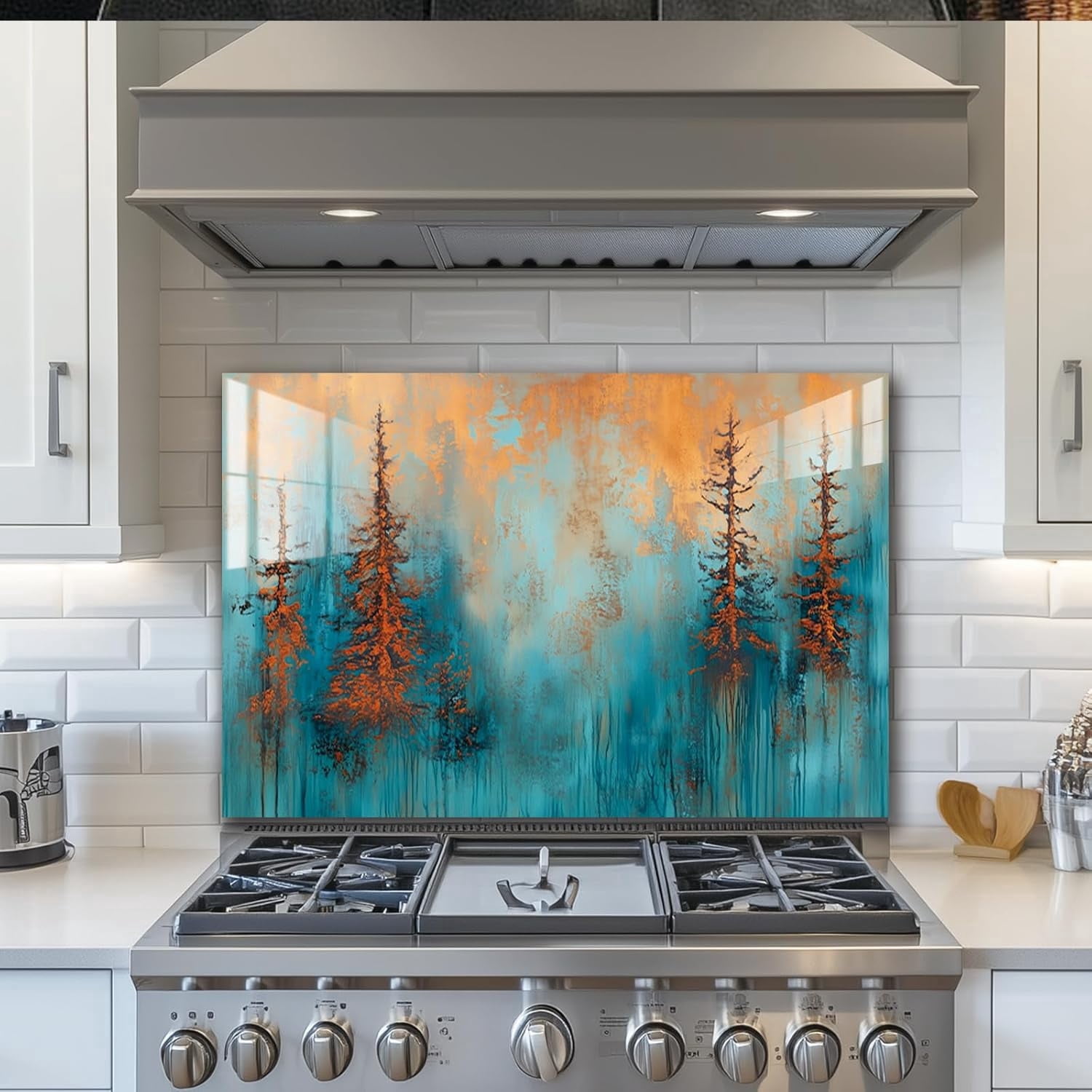 Tree of Life‘’Tempered Glass Backsplash for Kitchen, Frameless, Stove ...