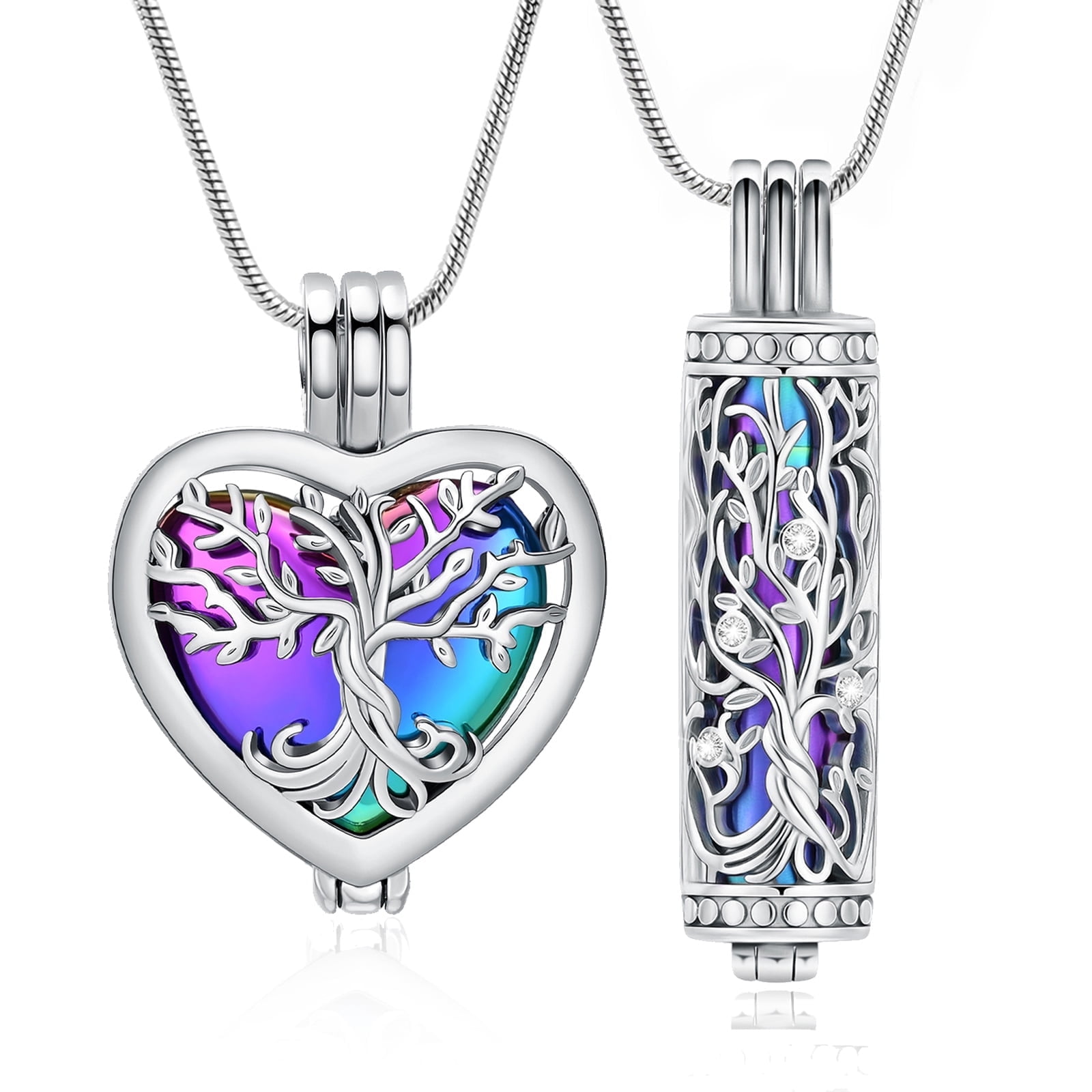 Tree of Life Urn Necklace for Ashes Cremation Jewelry with Hollow Vial ...