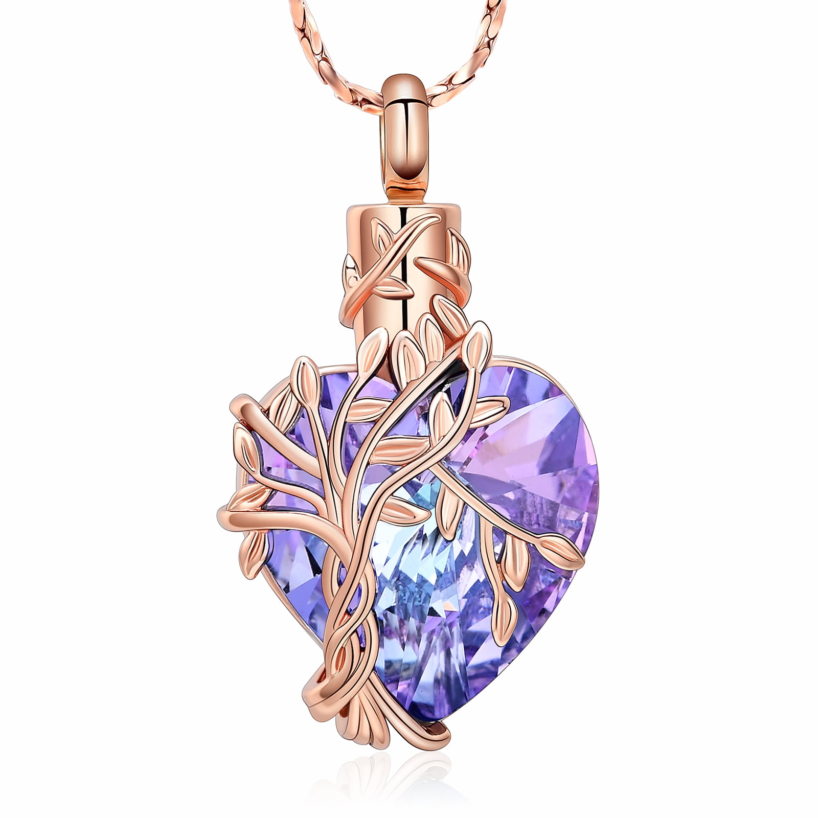Tree of Life Urn Necklace for Ashes Heart Cremation Jewelry Crystal ...