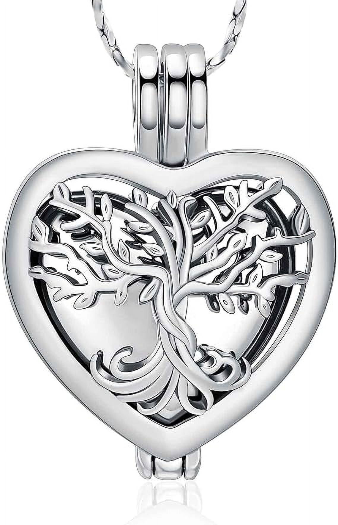 Tree of Life Urn Necklace for Ashes Hollow Heart Urn Cremation Jewelry ...