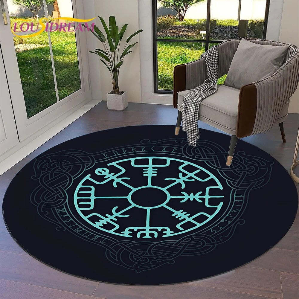 Tree of Life Viking Yggdrasil Valknut Round Carpet Rug for Living Room ...