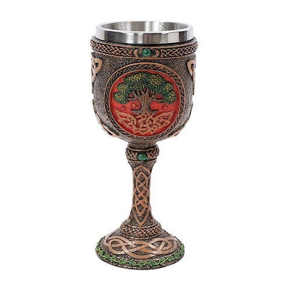 Tree of Life Wine Goblet Made of Polyresin With Stainless Steel Rim ...