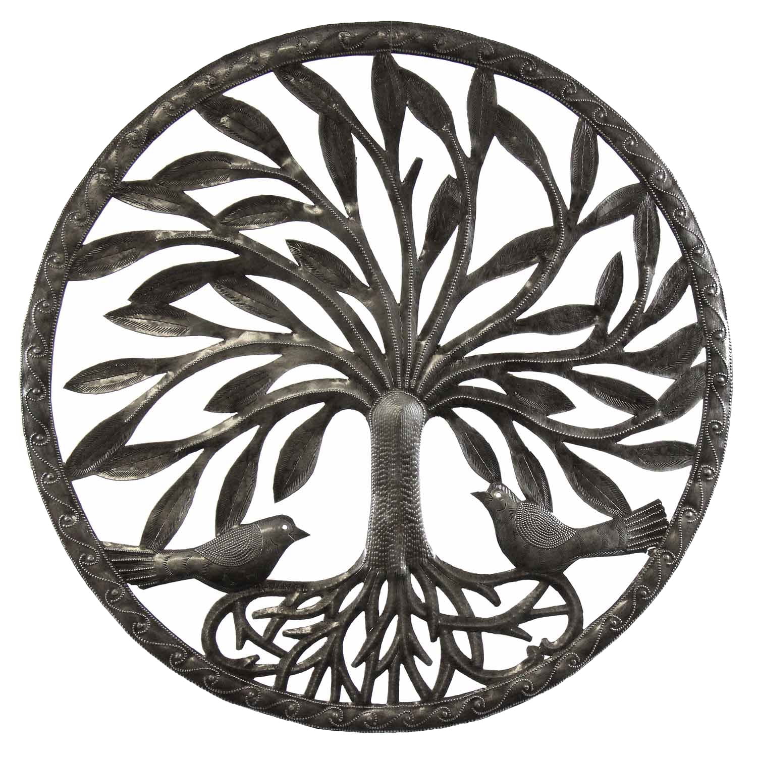 Tree of Life with Two Birds Metal Wall Art Croix des Bouquets - Walmart.com