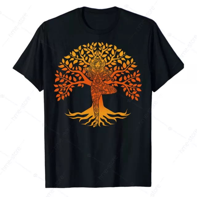 Tree of Life with Woman Yoga T-Shirt Chakra Haka Om Spiritual Yoga Tee ...