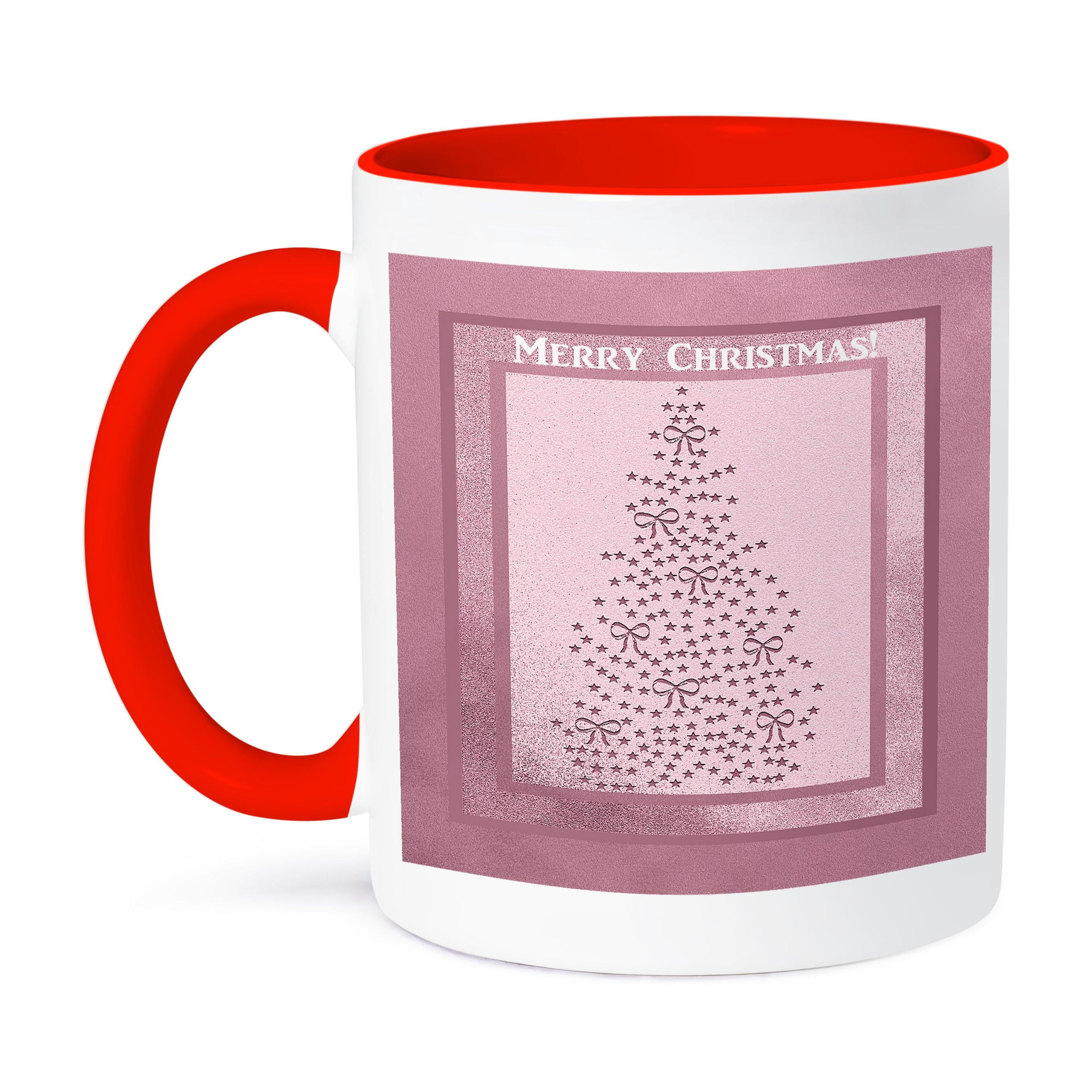 3dRose, Tree of Stars and Bows in Pink, 11oz Two-Tone Red Mug - Walmart.com
