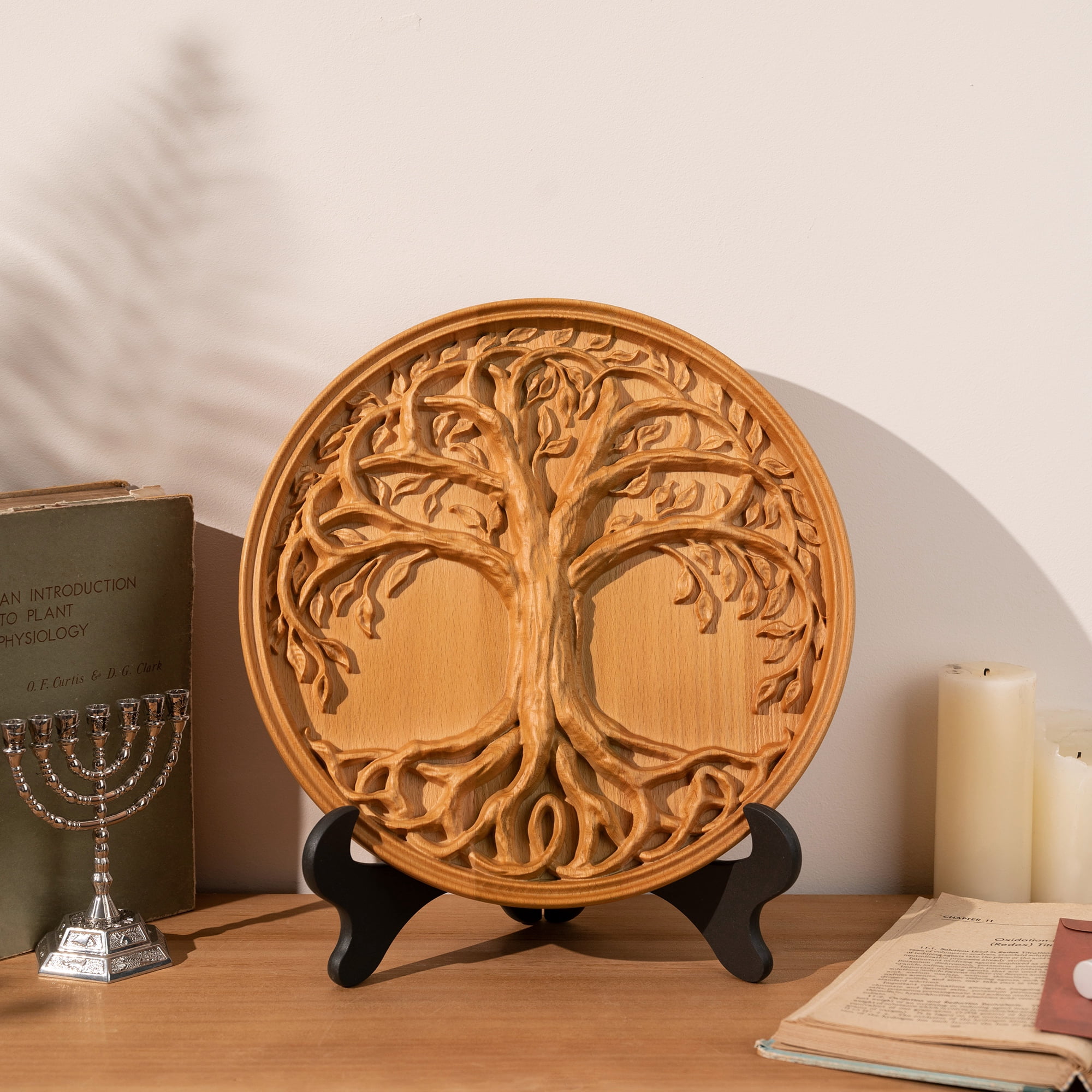 Tree of life wall decoration natural solid wood beech wood carving home ...