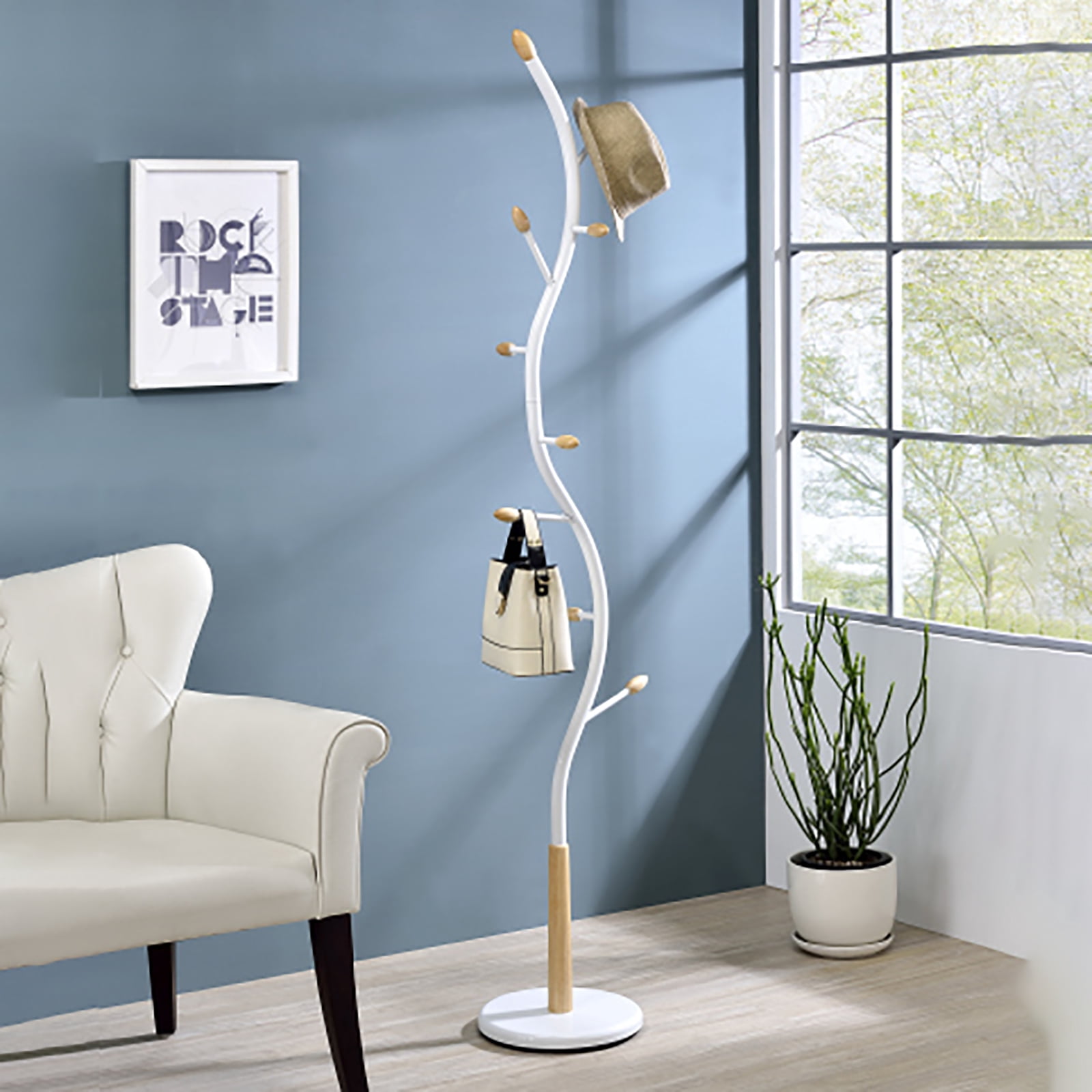 Tree-shaped coat rack stand,Metal coat tree with 8 Hooks, Standing Coat ...