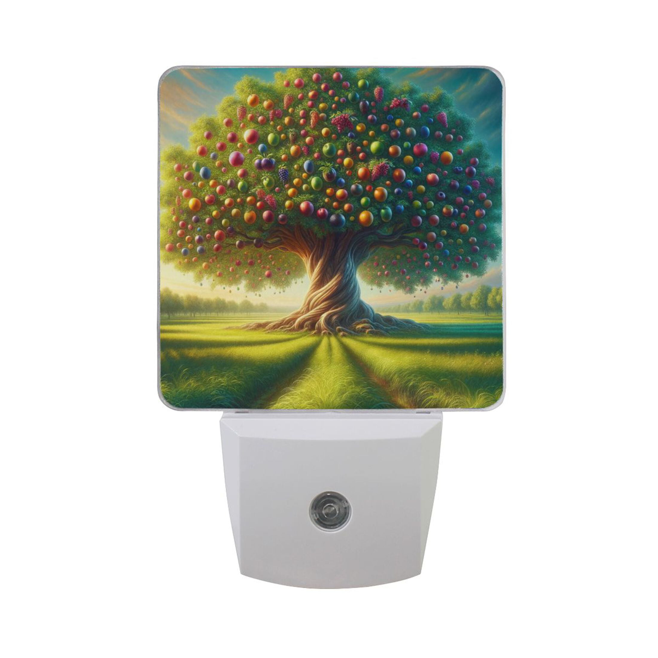 Tree with Colorful Fruits Night Light 2 Pack LED Nightlight Plug into ...