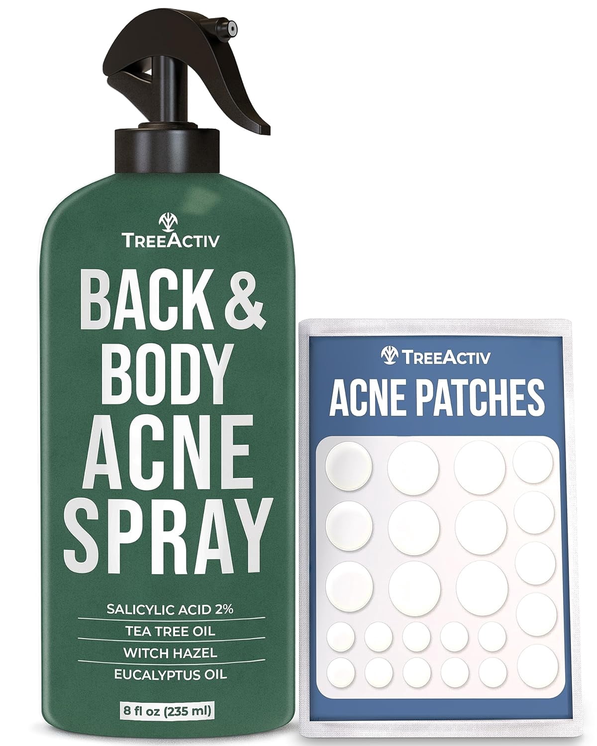 TreeActiv Back & Body Acne Spray, Salicylic Acid Treatment for Clearer ...
